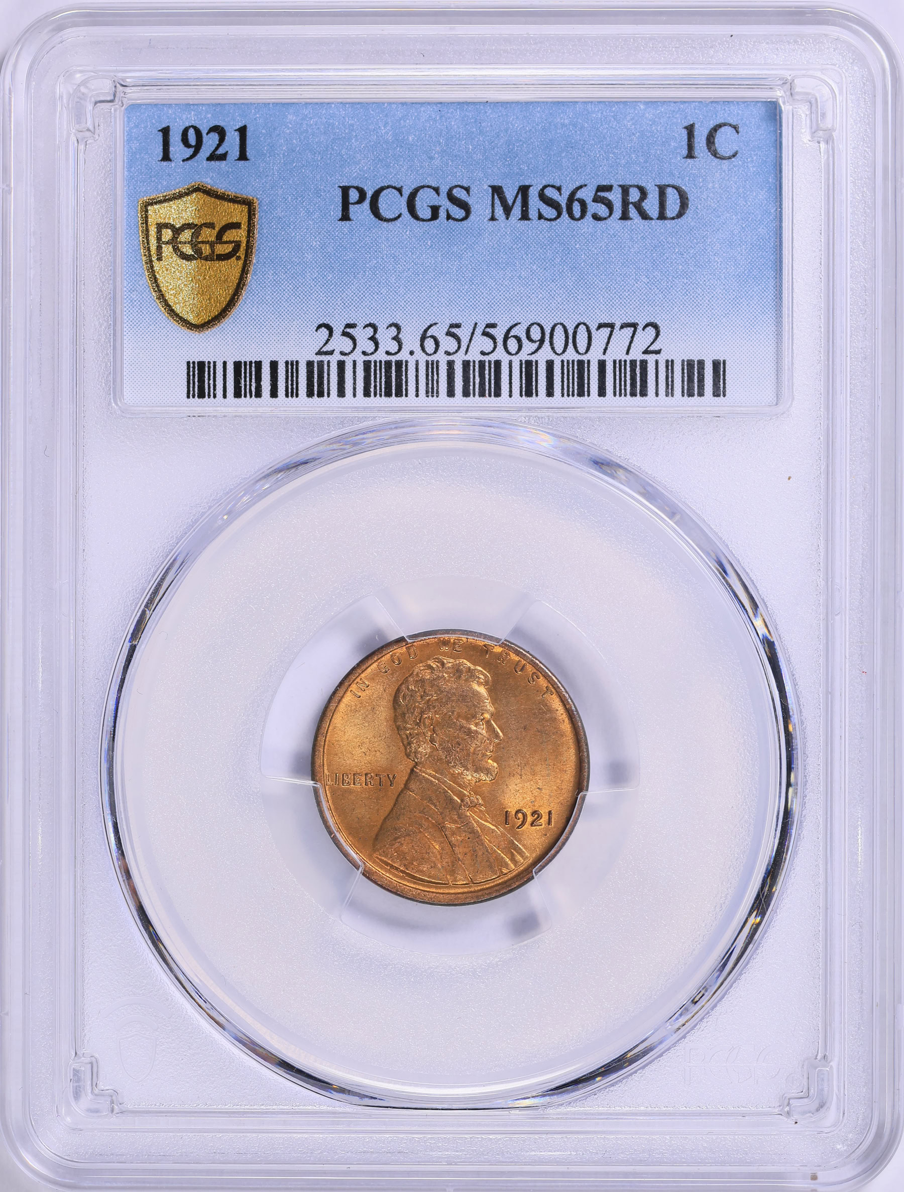 1921 Lincoln Cent PCGS MS-65 RD (Item 1855719) | GreatCollections Coin Auctions