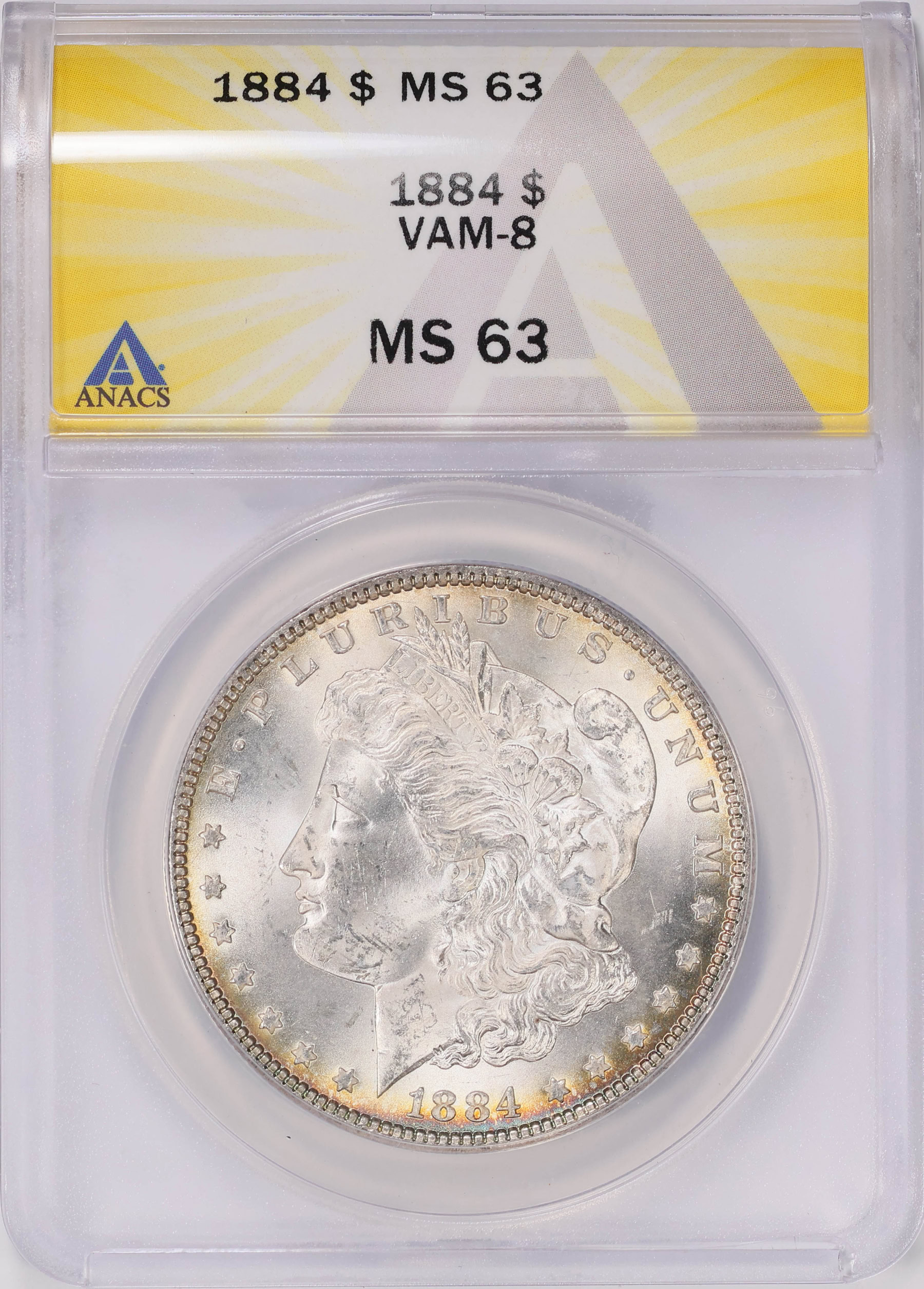 1884 Morgan Silver Dollar VAM-8 ANACS MS-63 (Toned) (Item 1855807) | GreatCollections Coin Auctions