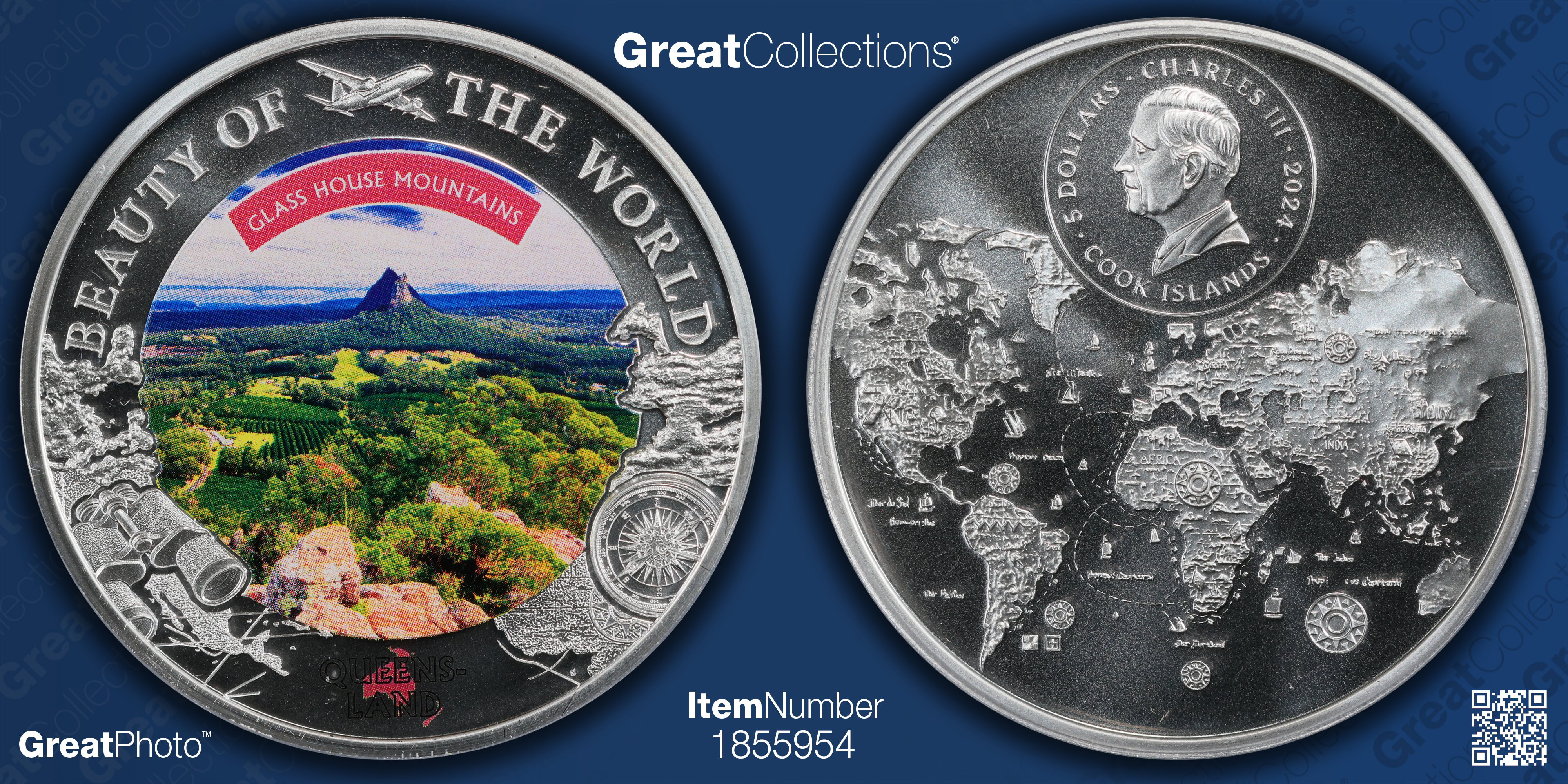 Cook Islands 2024 Silver $5 Glass House Mountains Beauty of the World ...