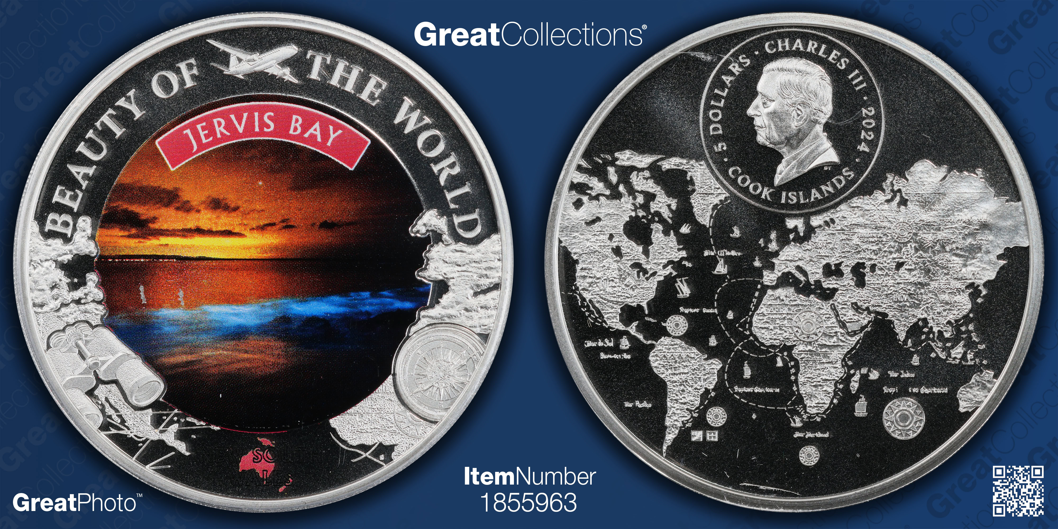 Cook Islands 2024 Silver $5 Jervis Bay Beauty of the World PCGS MS-70 ...