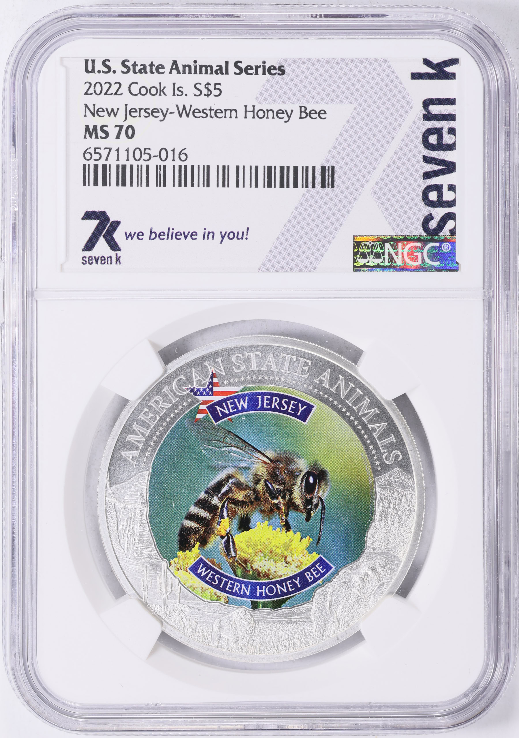 Cook Islands 2022 Silver $5 US State Animal Series New Jersey Western ...