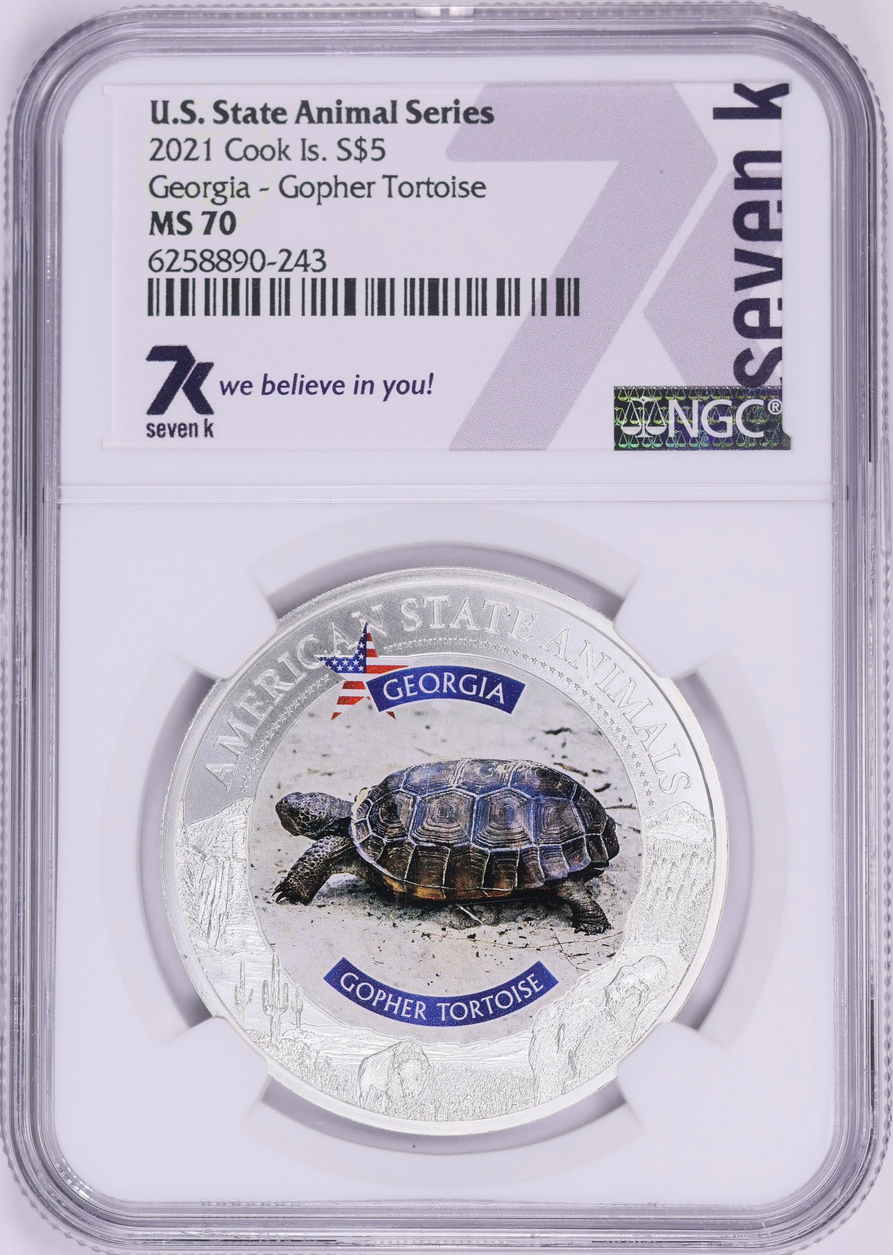 Cook Islands 2021 Silver $5 U.S. State Animal Series Georgia Gopher ...