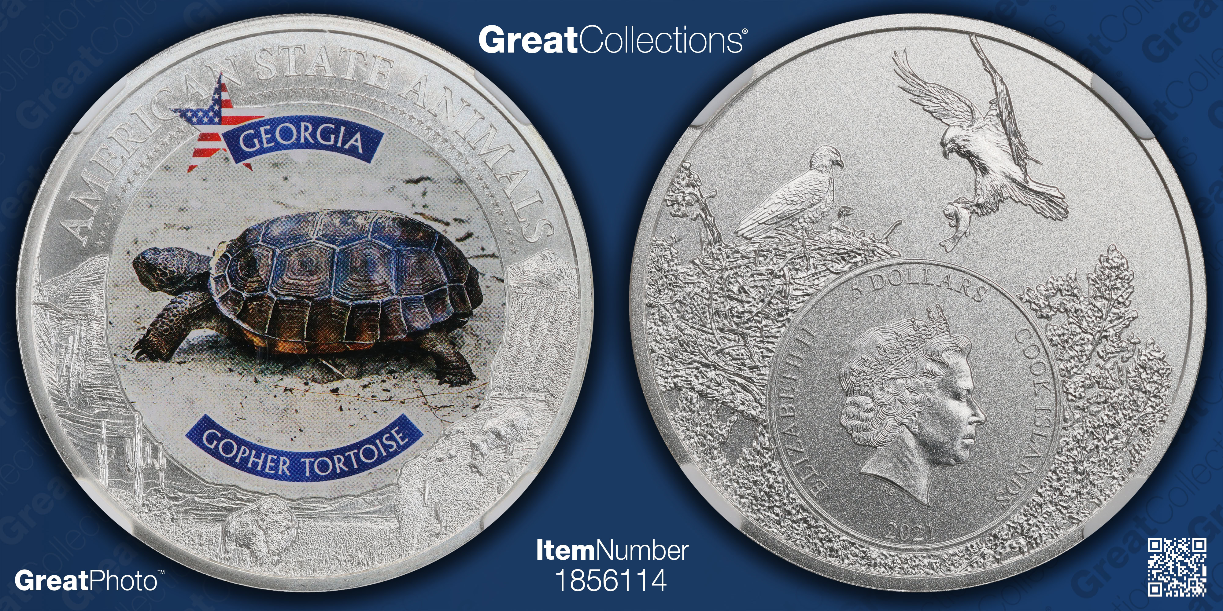 Cook Islands 2021 Silver $5 U.S. State Animal Series Georgia Gopher ...