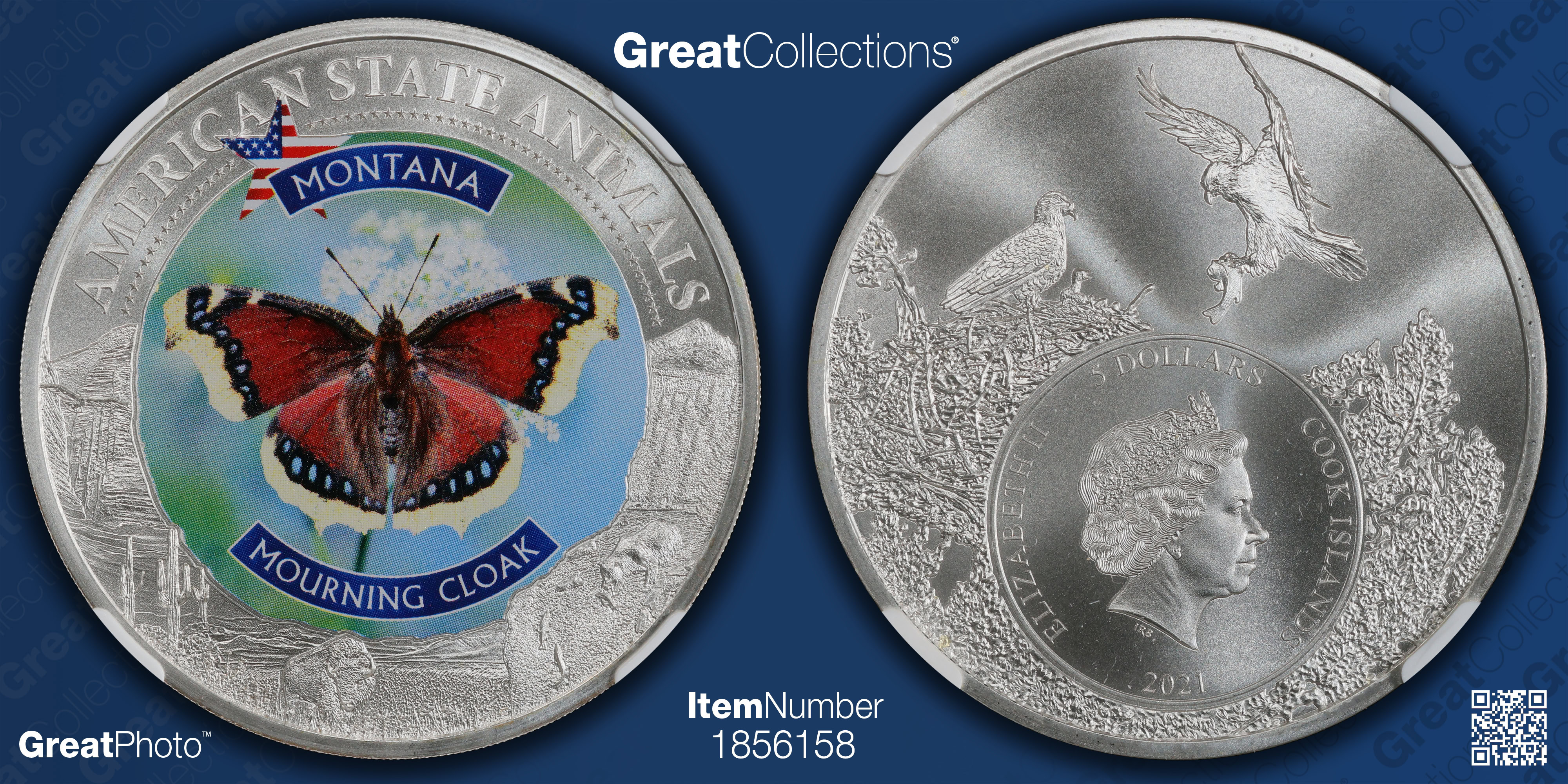 Cook Islands 2021 Colorized Silver $5 U.S. State Animal Series Montana ...