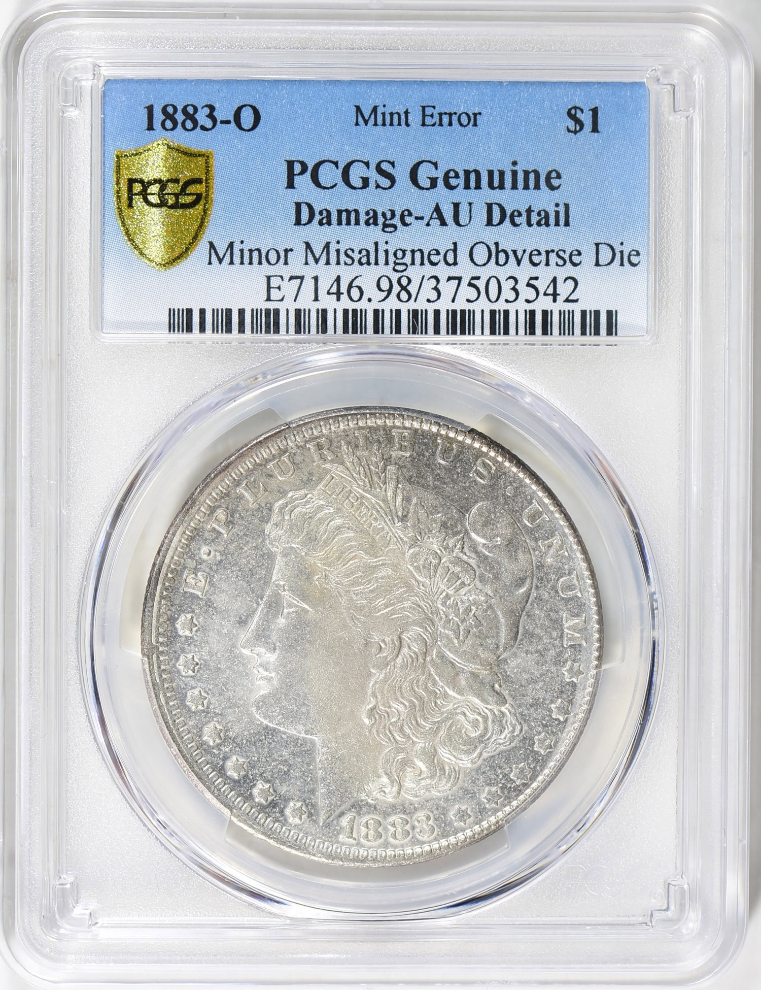 Mint Error 1883-O Morgan Silver Dollar Minor Misaligned Obverse Die PCGS Genuine AU Details ...