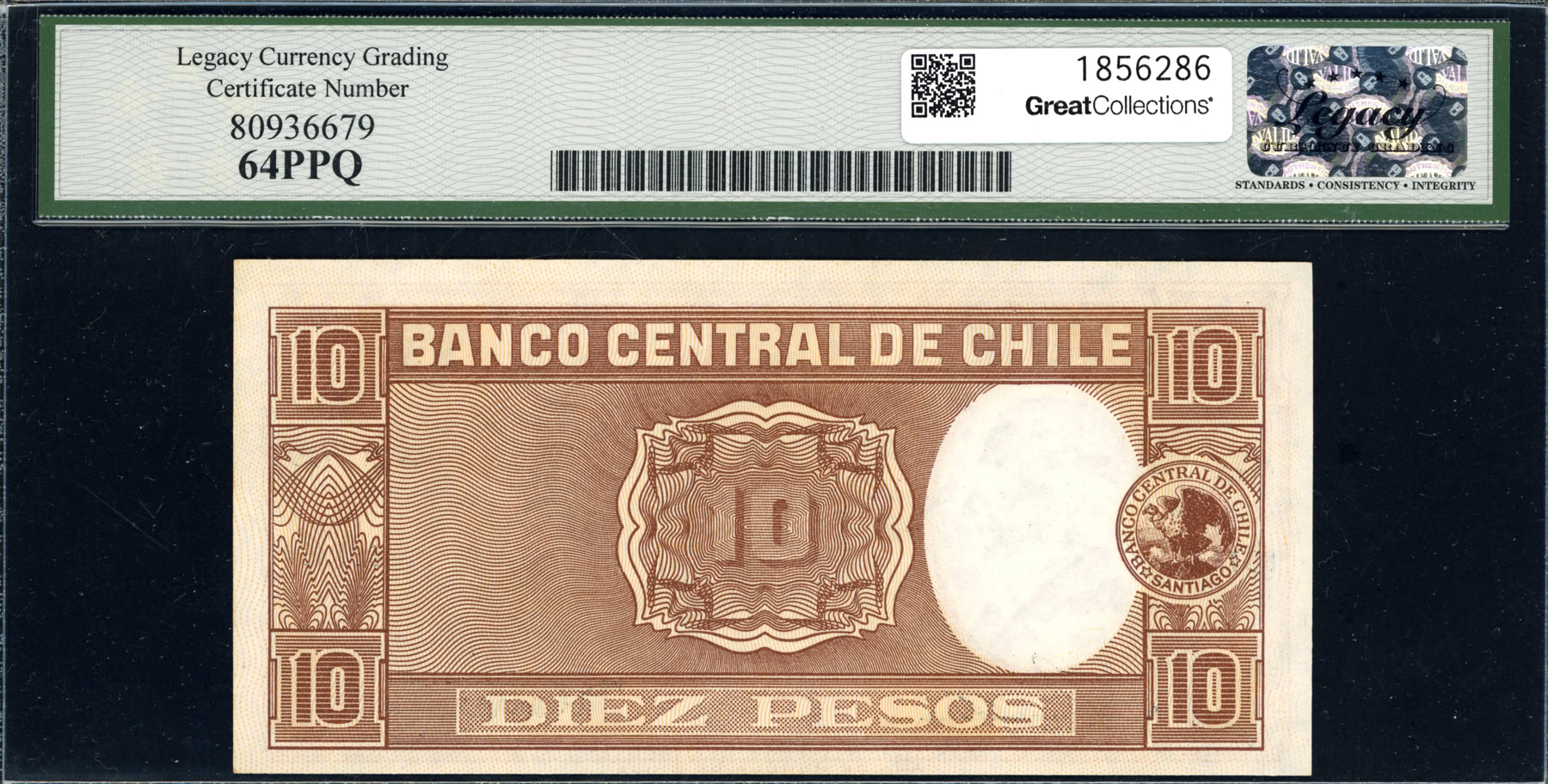 Chile ND (1958-59) 10 Pesos (1 Condor) Banco Central Note SCWPM-120 ...