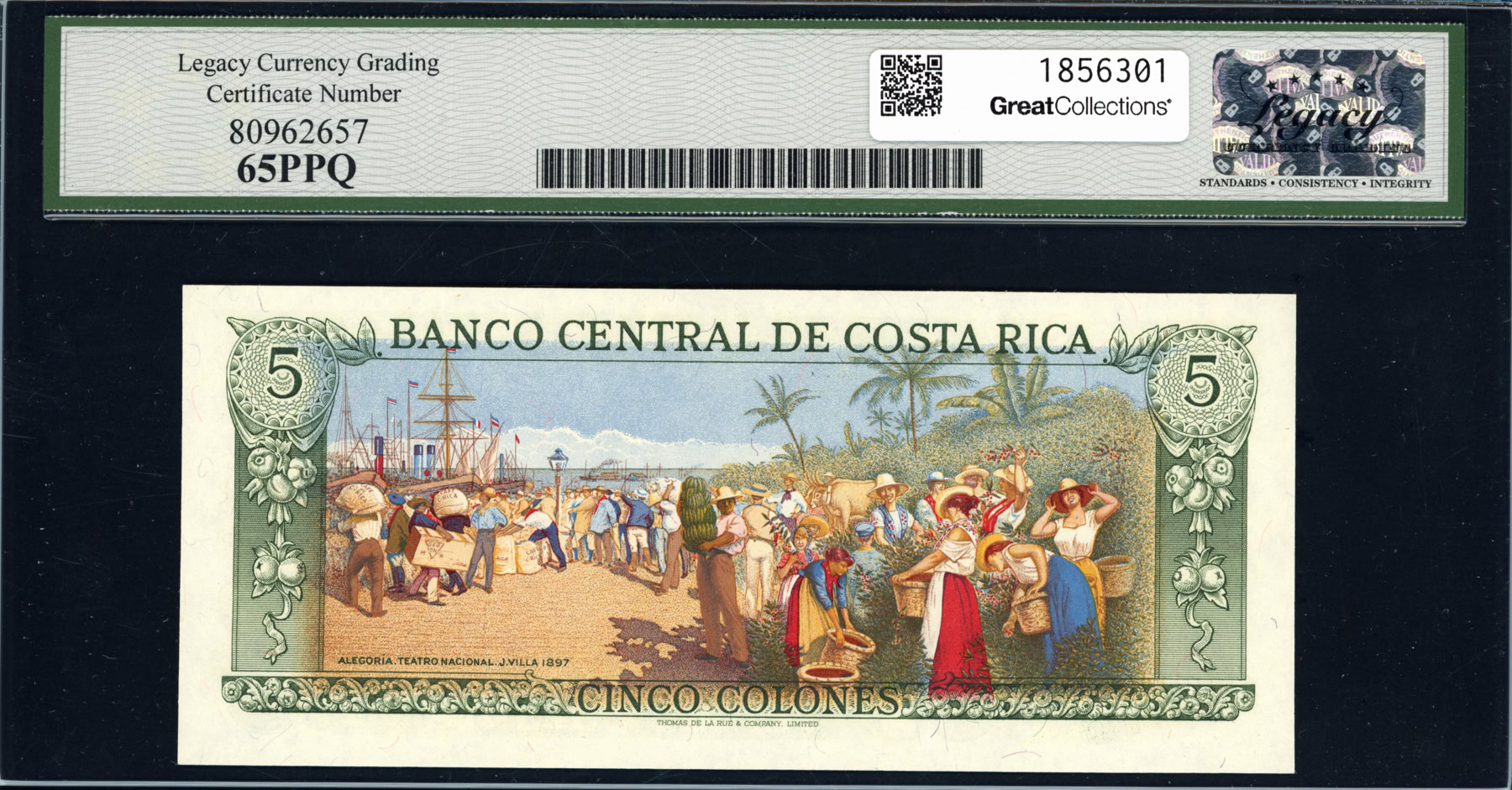 Costa Rica 1989 5 Colones Banco Central de Costa Rica Note SCWPM-236d ...