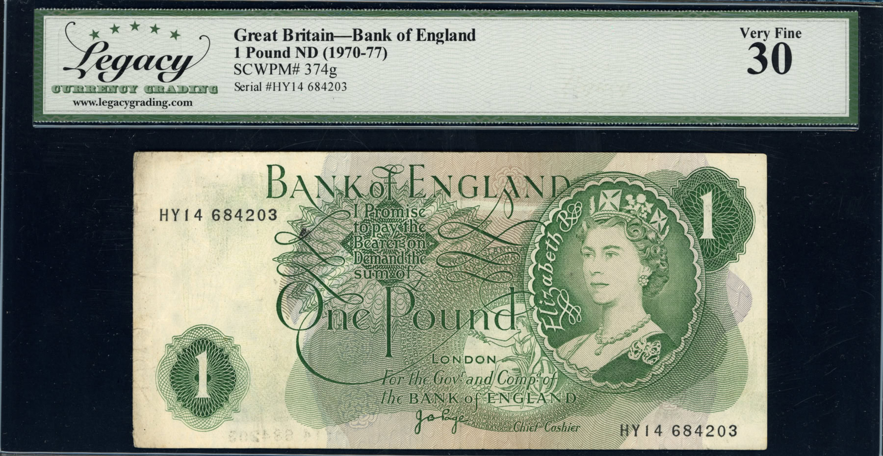 Great Britain ND (1970-77) £1 Bank of England Note SCWPM-374g Legacy ...