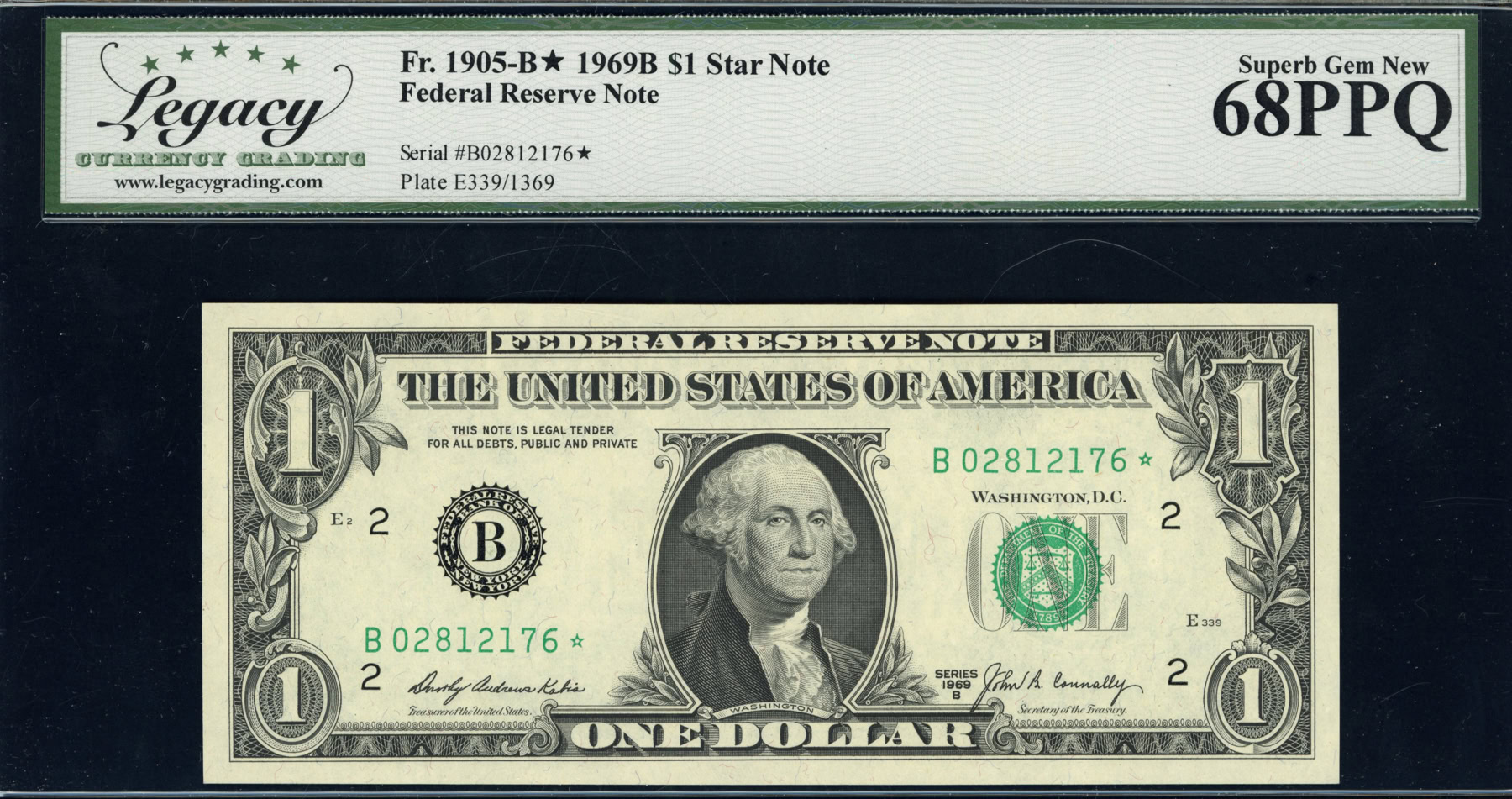 Fr. 1905-B* (B* Block) 1969B $1 New York Federal Reserve Star Note ...