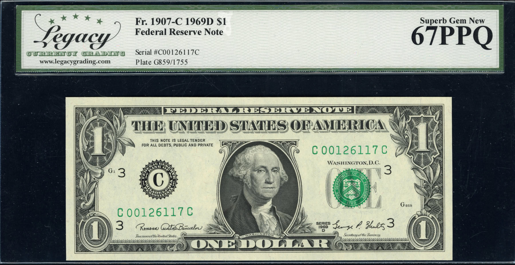 Fr. 1907-C (CC Block) 1969D $1 Philadelphia Federal Reserve Note ...