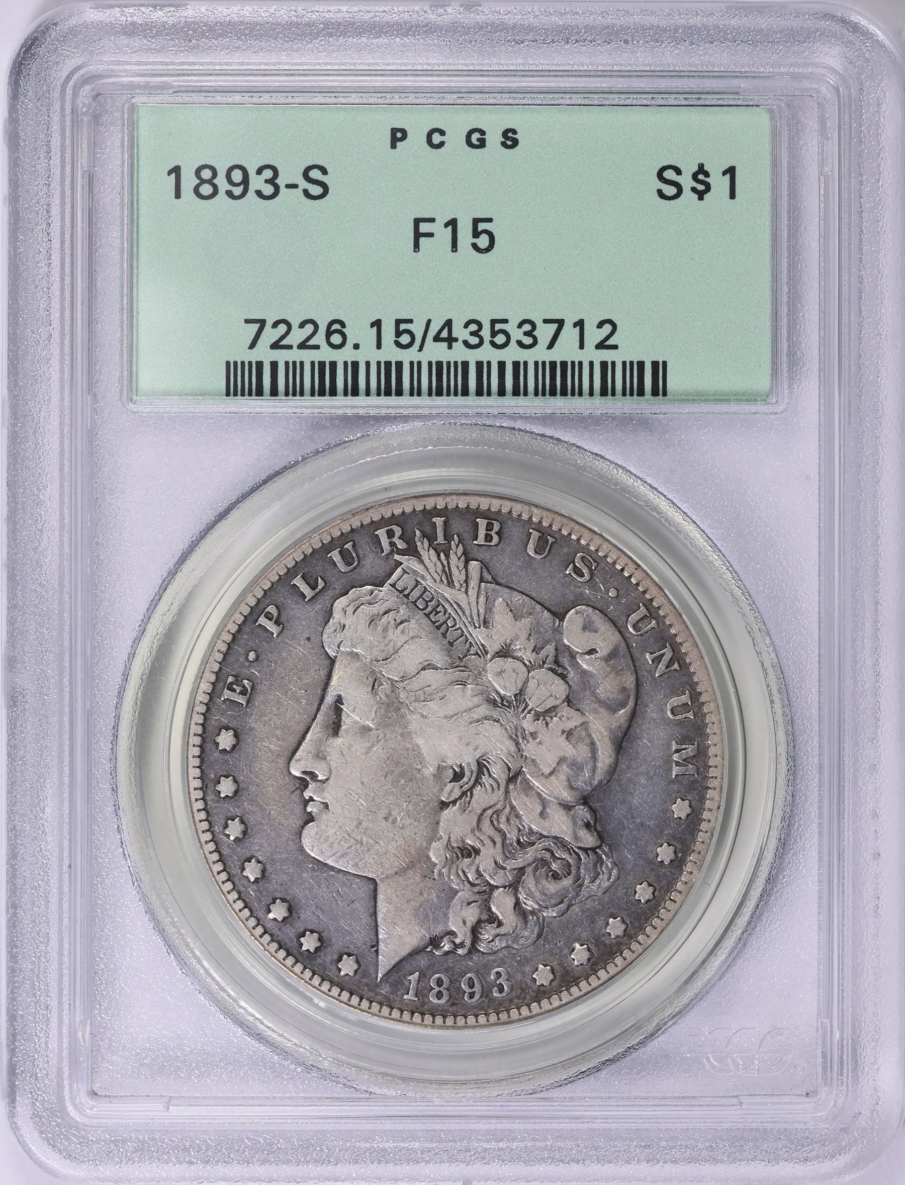 1893-S Morgan Silver Dollar PCGS F-15 OGH (Item 1856551) | GreatCollections Coin Auctions