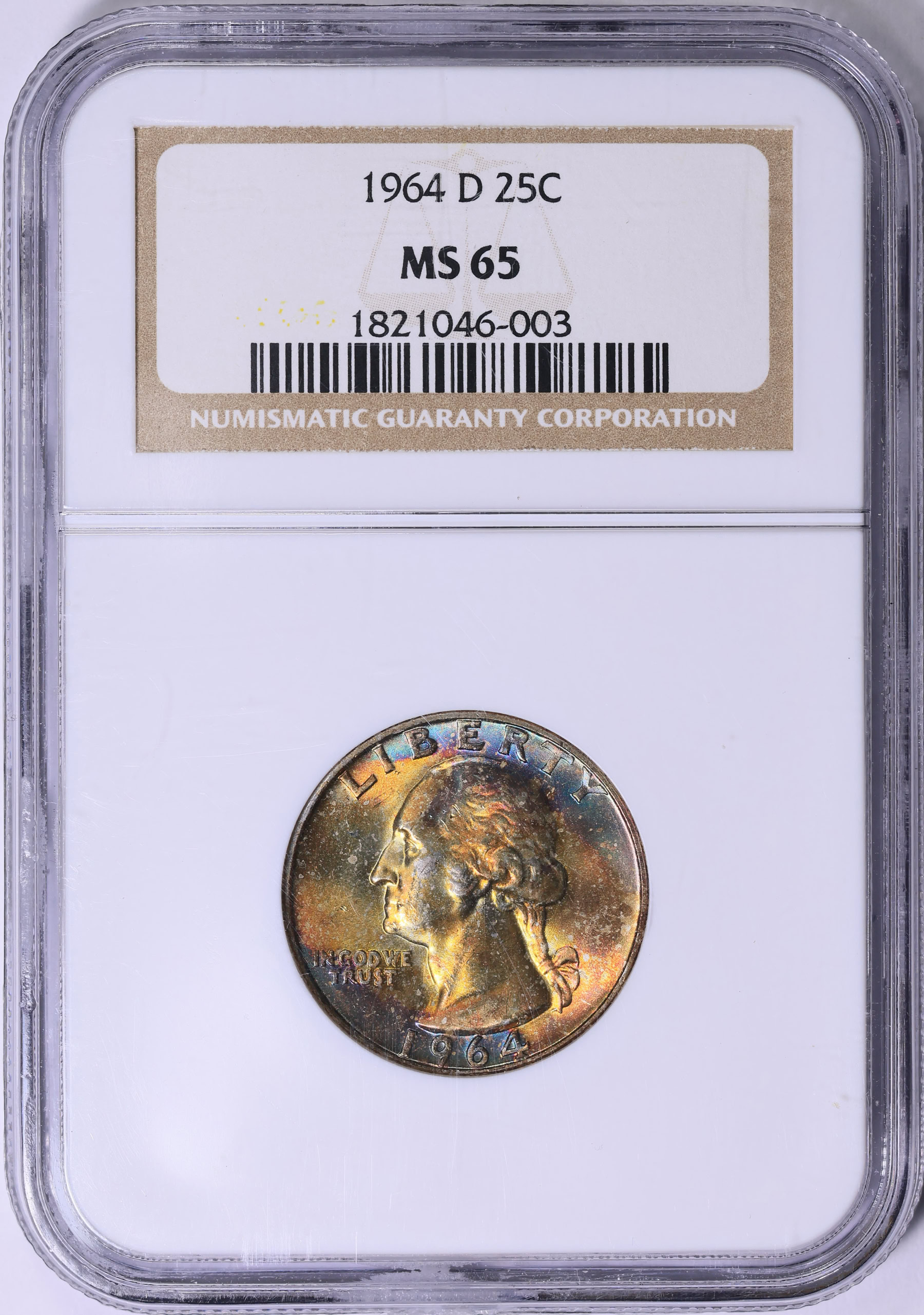 1964-D Washington Quarter NGC MS-65 (Toned) (Item 1856562) | GreatCollections Coin Auctions