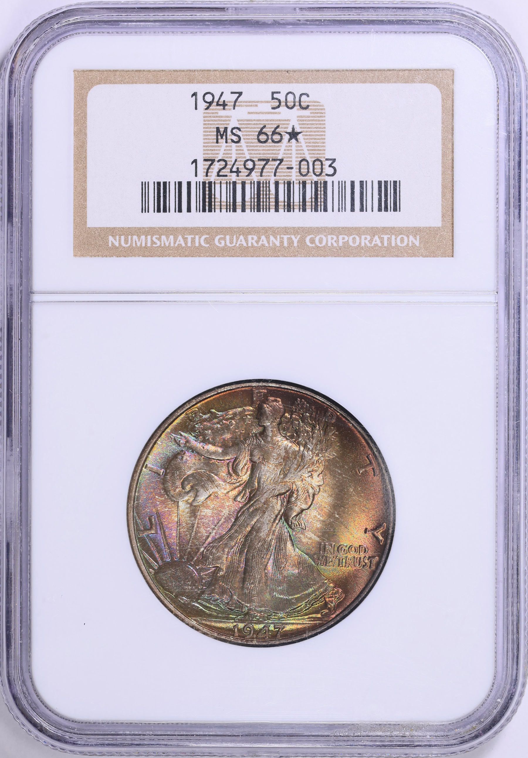 1947 Walking Liberty Half Dollar NGC MS-66 ★ (Toned) (Item 1856563) | GreatCollections Coin Auctions