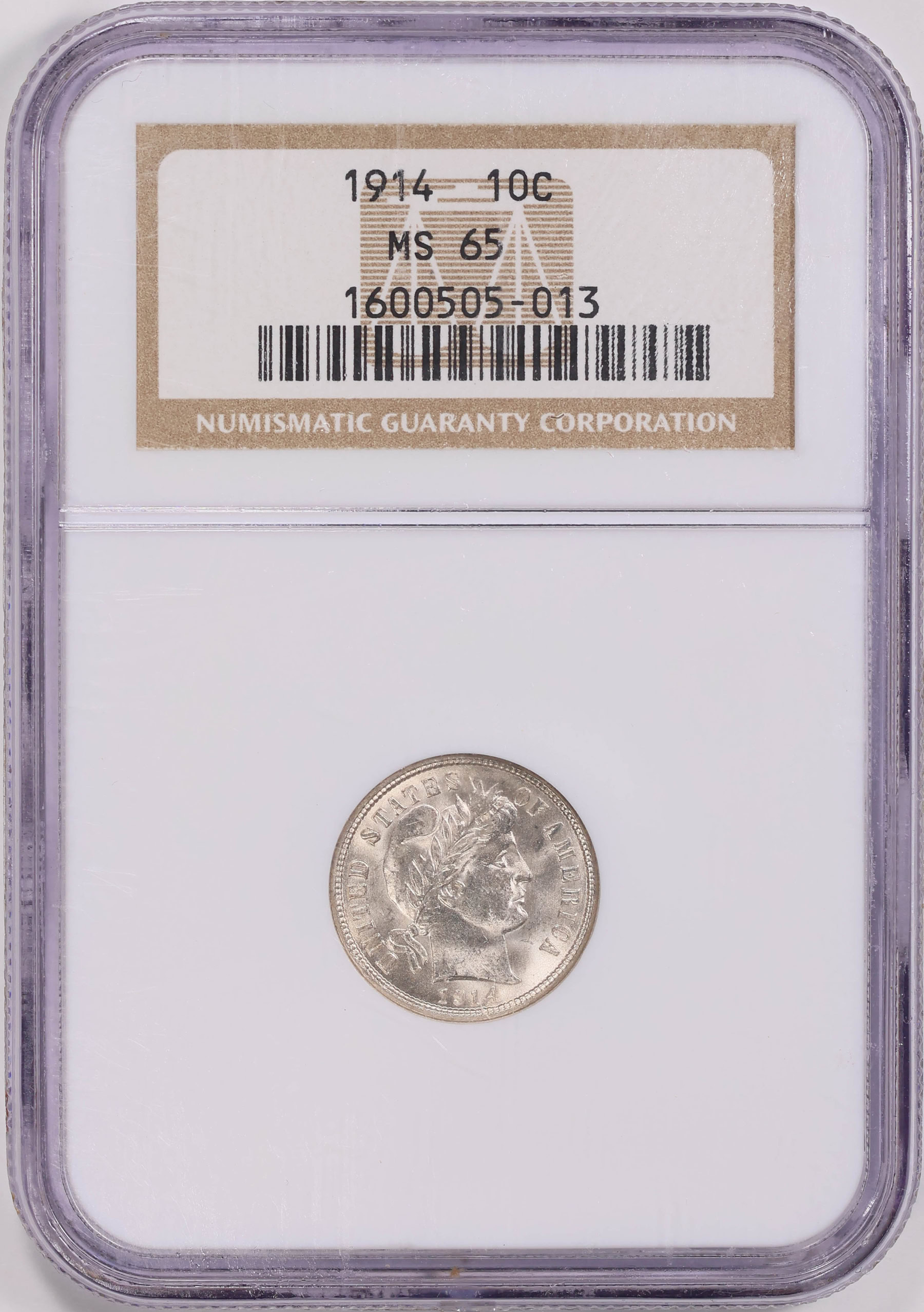 1914 Barber Dime NGC MS-65 (Item 1856644) | GreatCollections Coin Auctions