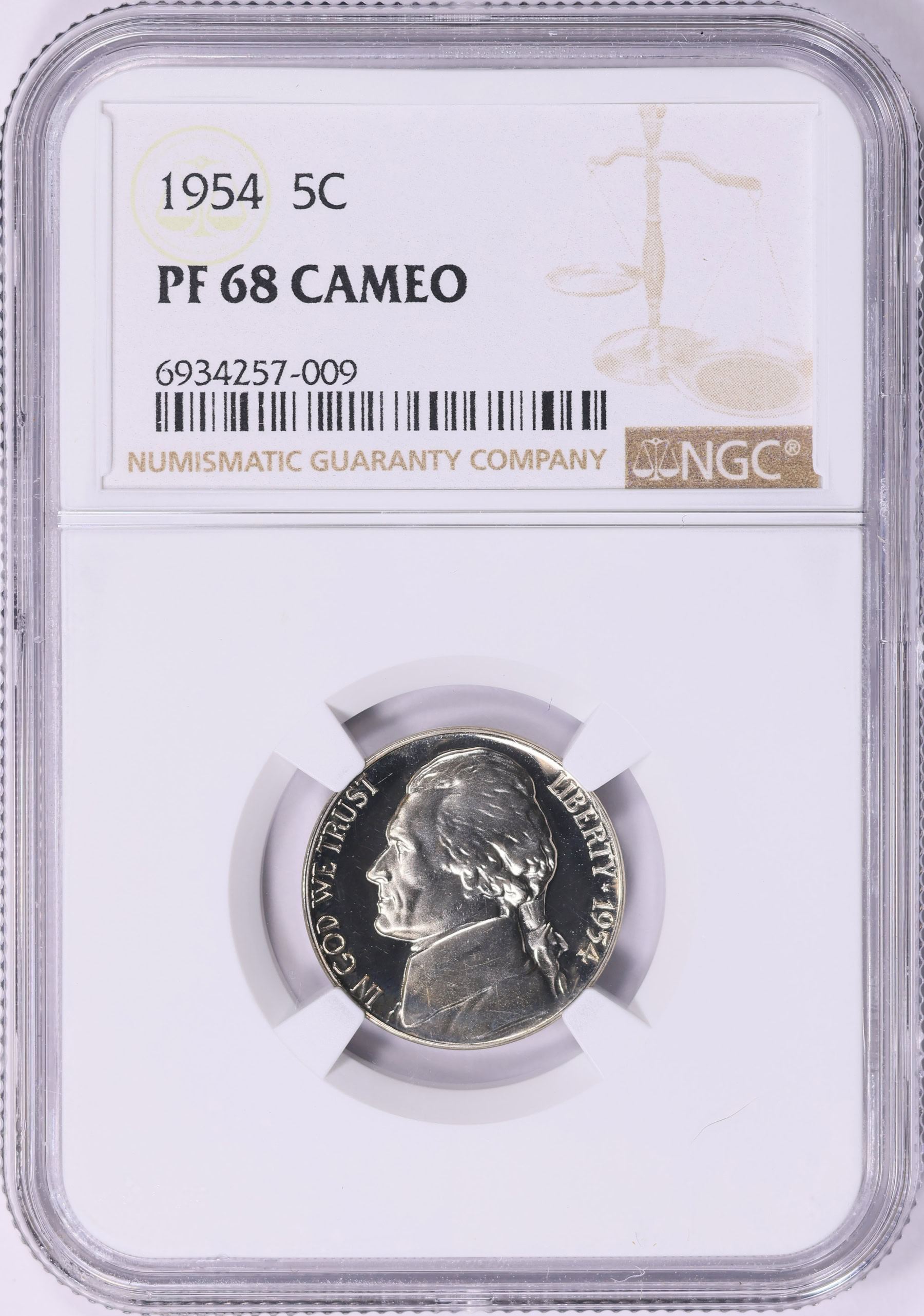 1954 Jefferson Nickel NGC Proof-68 CAMEO (Item 1856654) | GreatCollections Coin Auctions