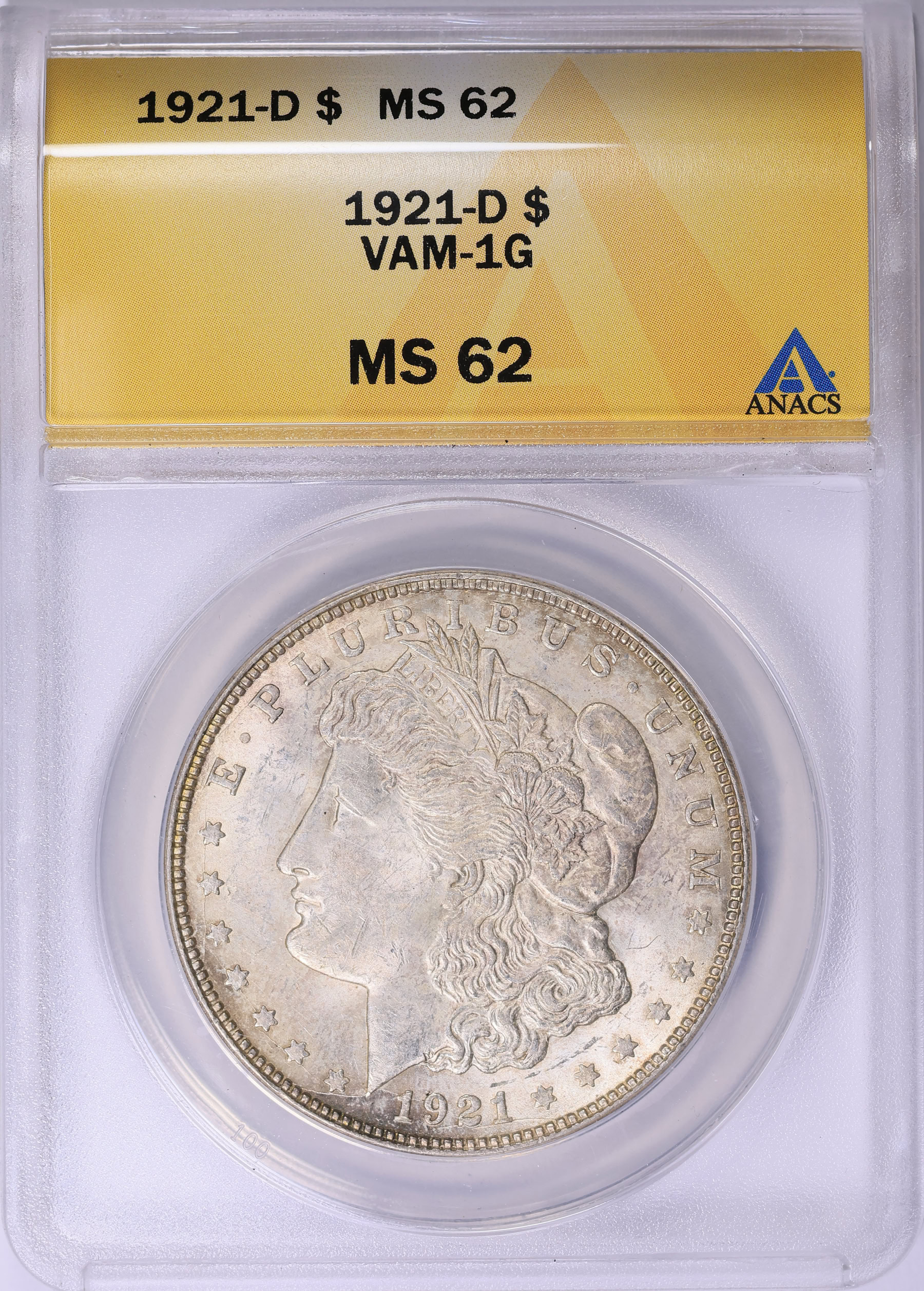 1921-D Morgan Silver Dollar VAM-1G ANACS MS-62 | ANACS Cert #5303826 | GreatCollections Coin ...