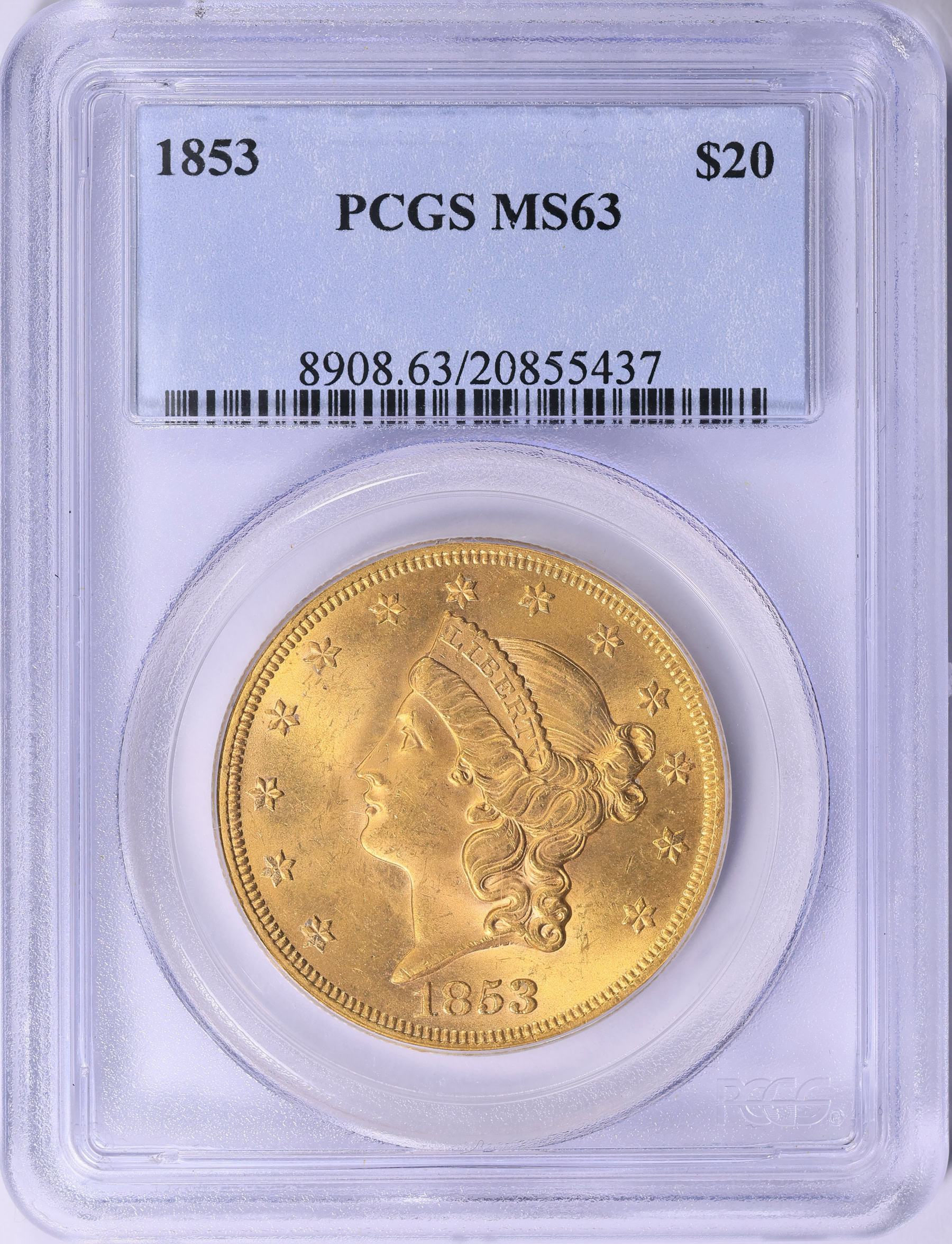 1853 Liberty Gold Double Eagle PCGS MS-63 (Item 1856709) | GreatCollections Coin Auctions