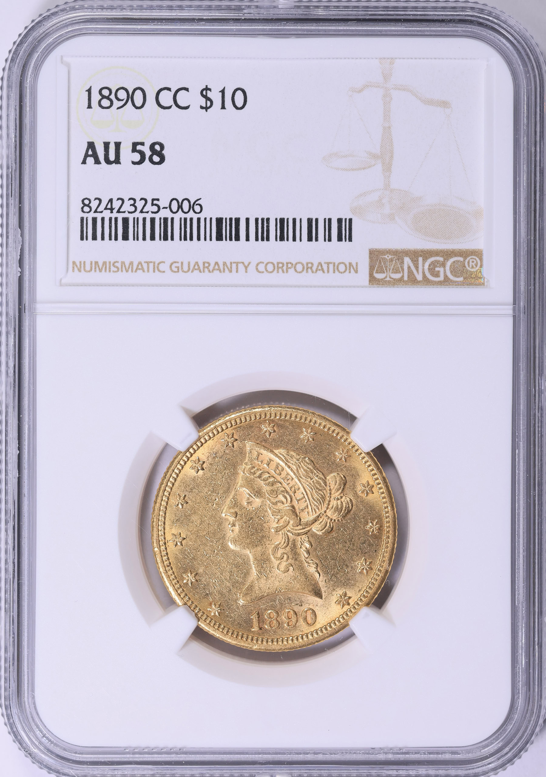 1890-CC Liberty Gold Eagle NGC AU-58 (Item 1856730) | GreatCollections ...