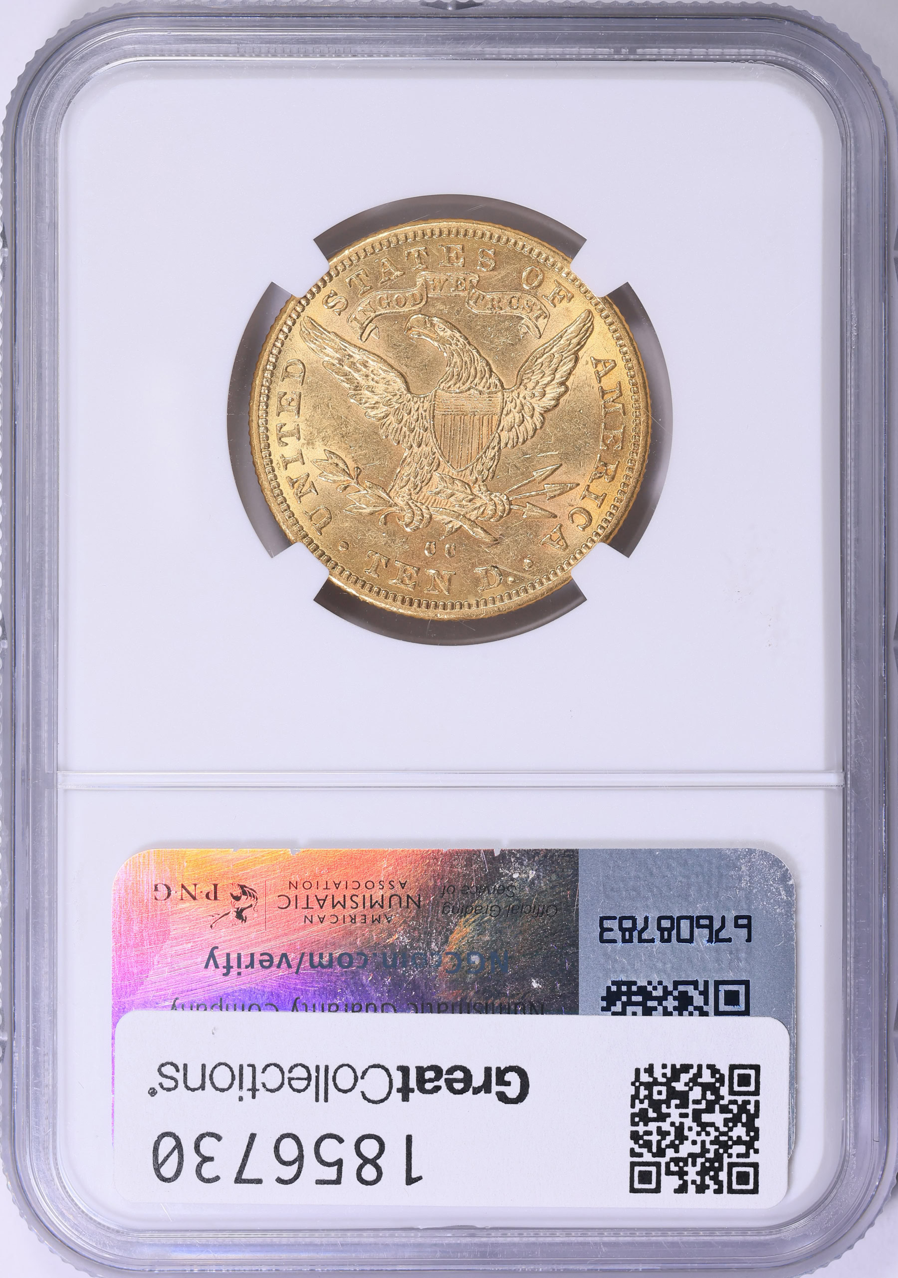 1890-CC Liberty Gold Eagle NGC AU-58 (Item 1856730) | GreatCollections ...