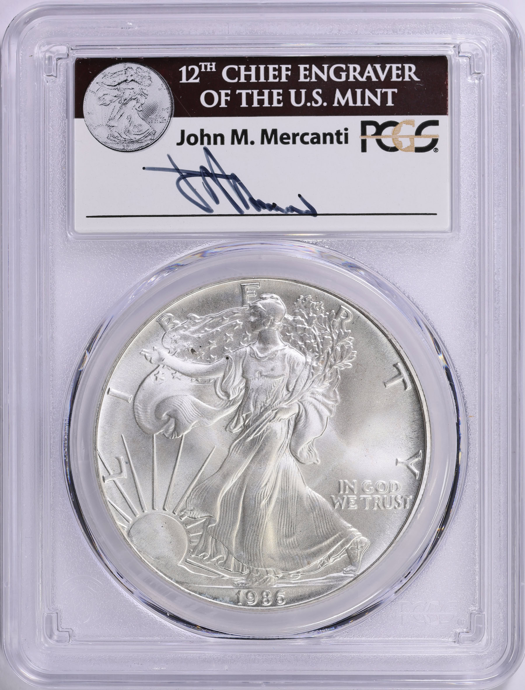 1986 $1 Silver Eagle PCGS MS-69 (Mercanti Signed Label) (Item 1856745 ...
