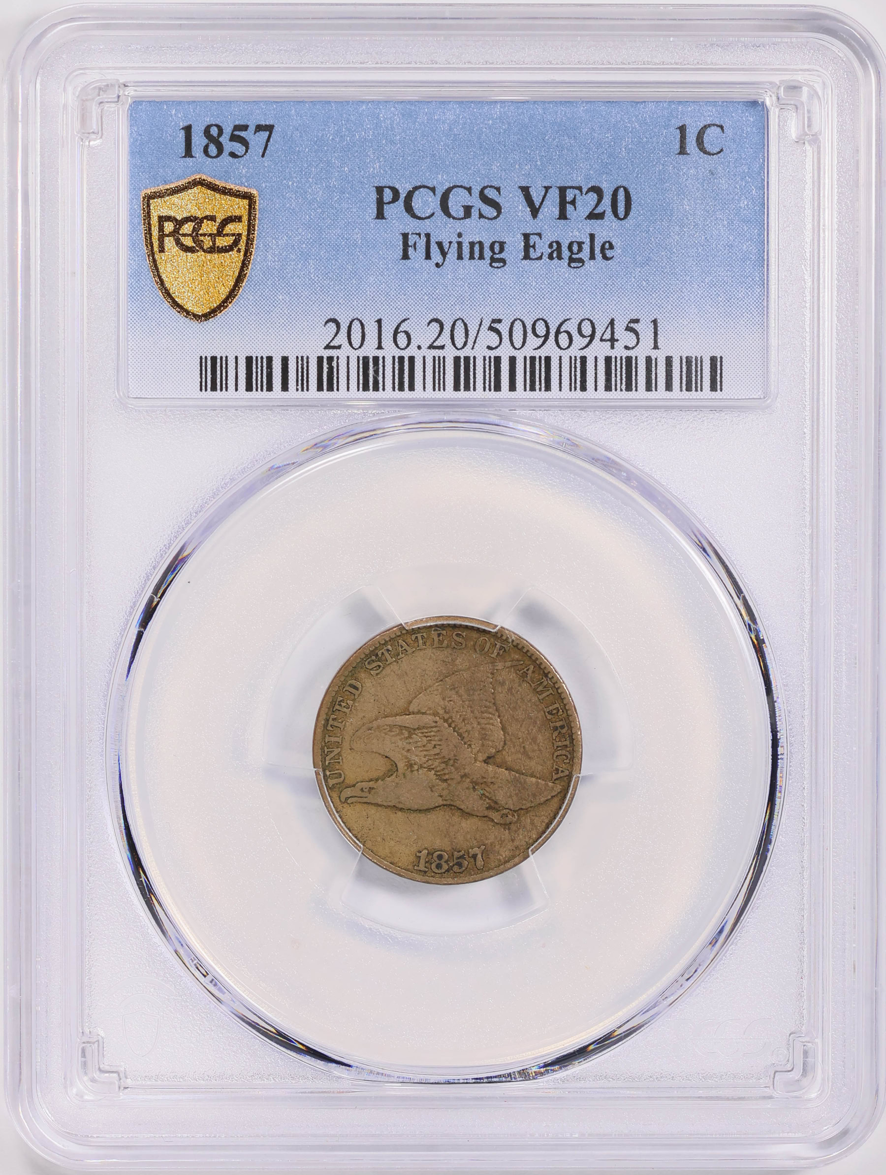 1857 Flying Eagle Cent PCGS VF-20 (Item 1856889) | GreatCollections Coin Auctions