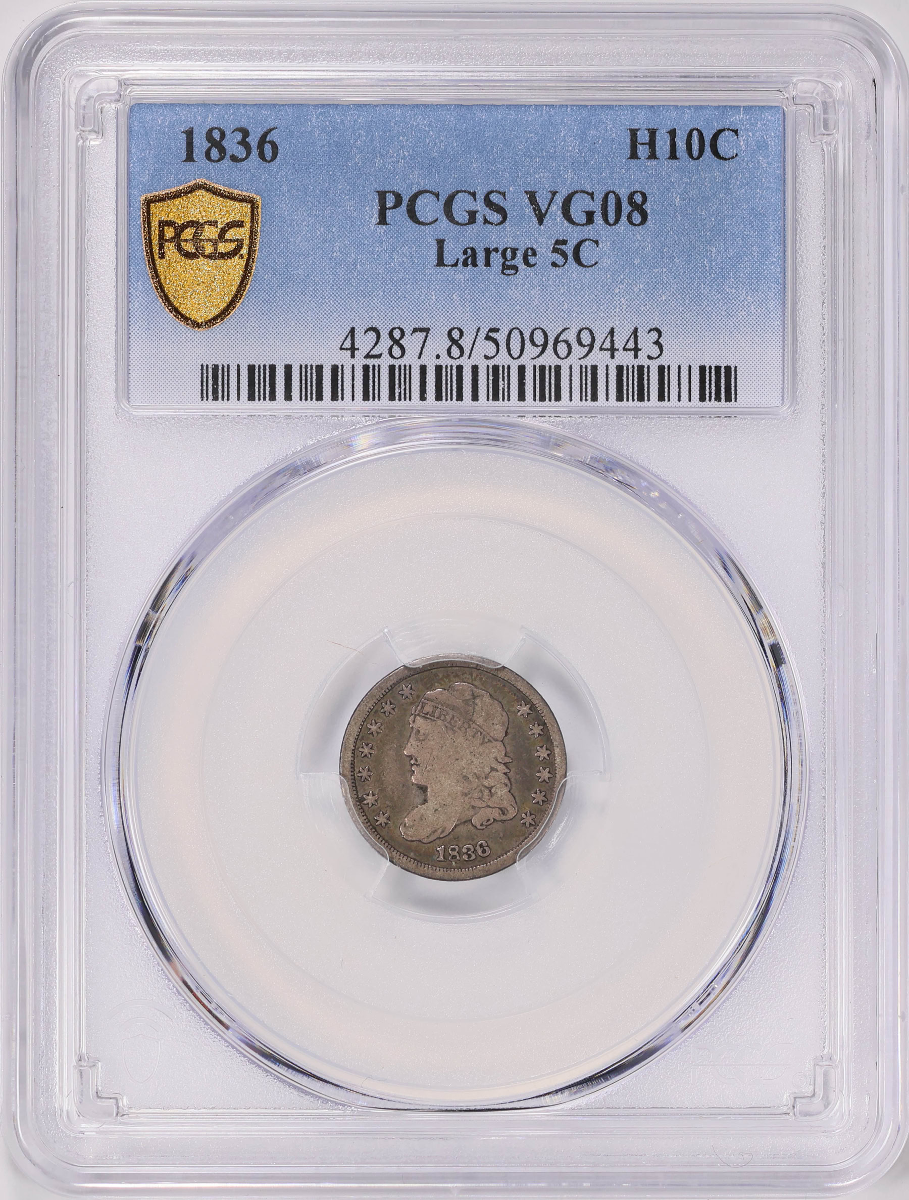 1836 Capped Bust Half Dime Large 5C PCGS VG-08 (Item 1856892 ...