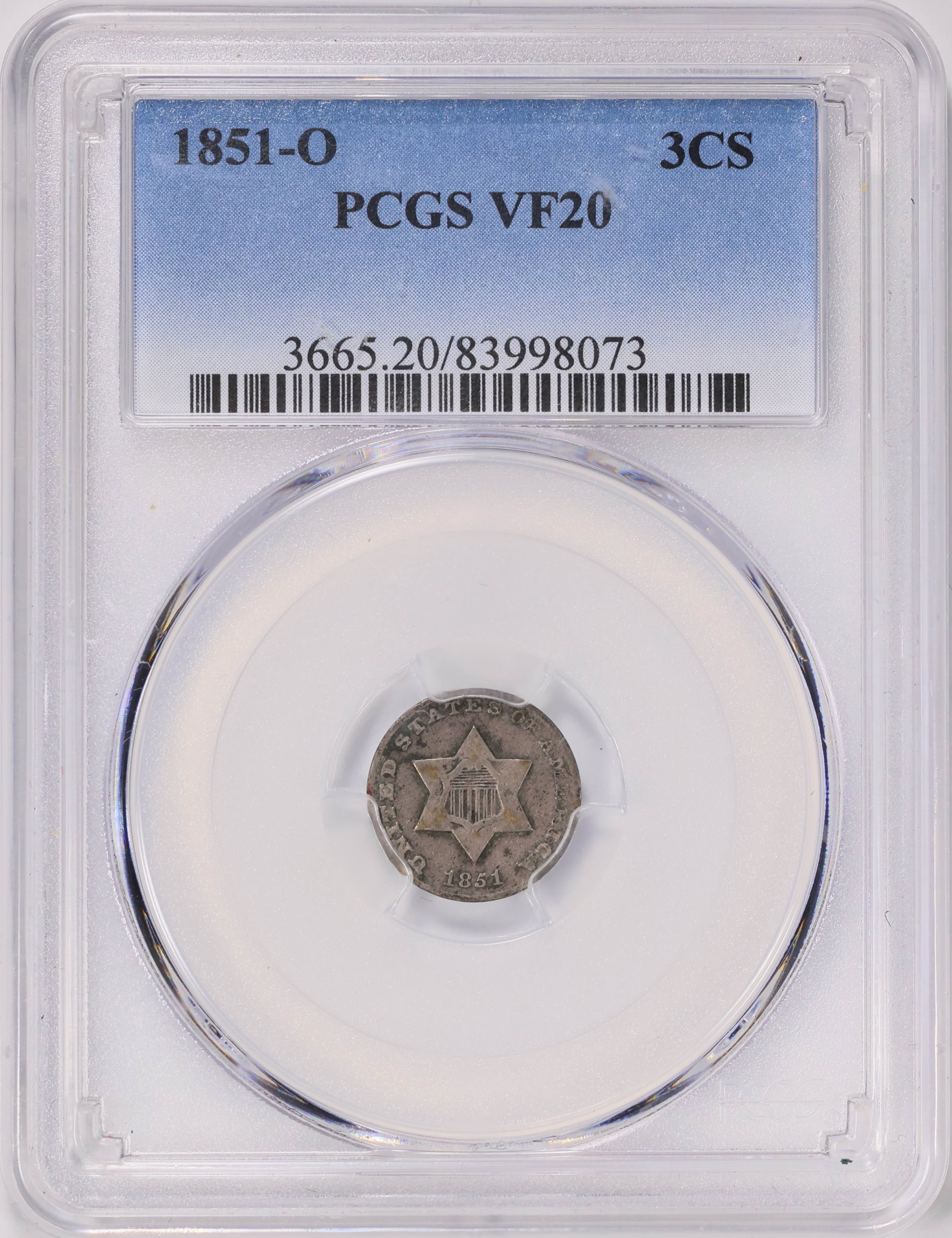 1851-O Silver Three-Cent Piece PCGS VF-20 (Item 1856913 ...