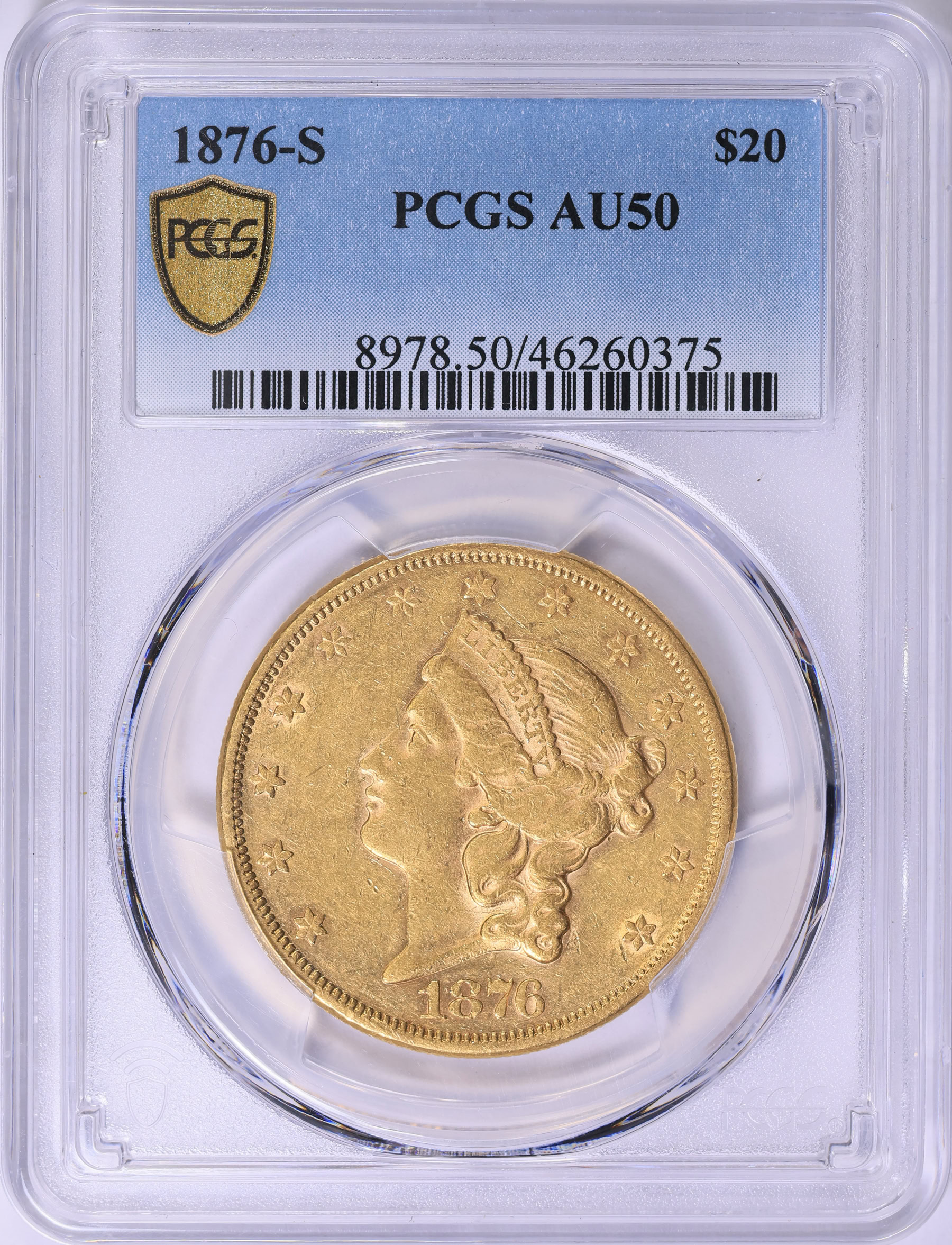 1876-S Liberty Gold Double Eagle PCGS AU-50 (Item 1856916) | GreatCollections Coin Auctions