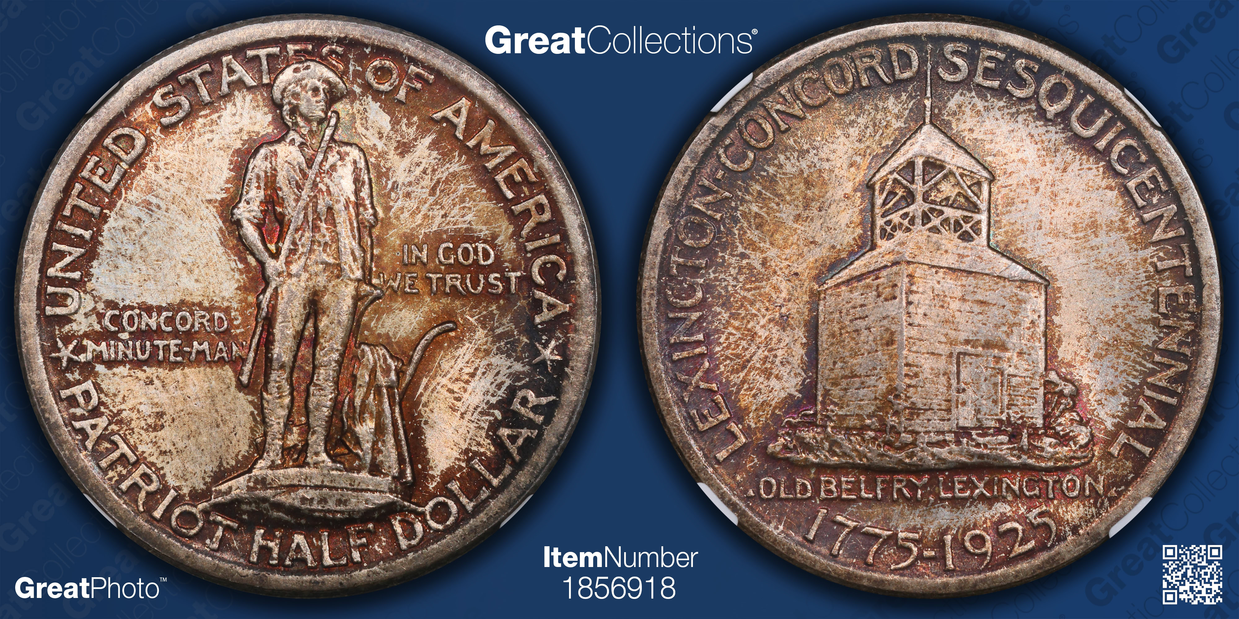 1925 Lexington-Concord Sesquicentennial Half Dollar NGC MS-66 (Toned ...
