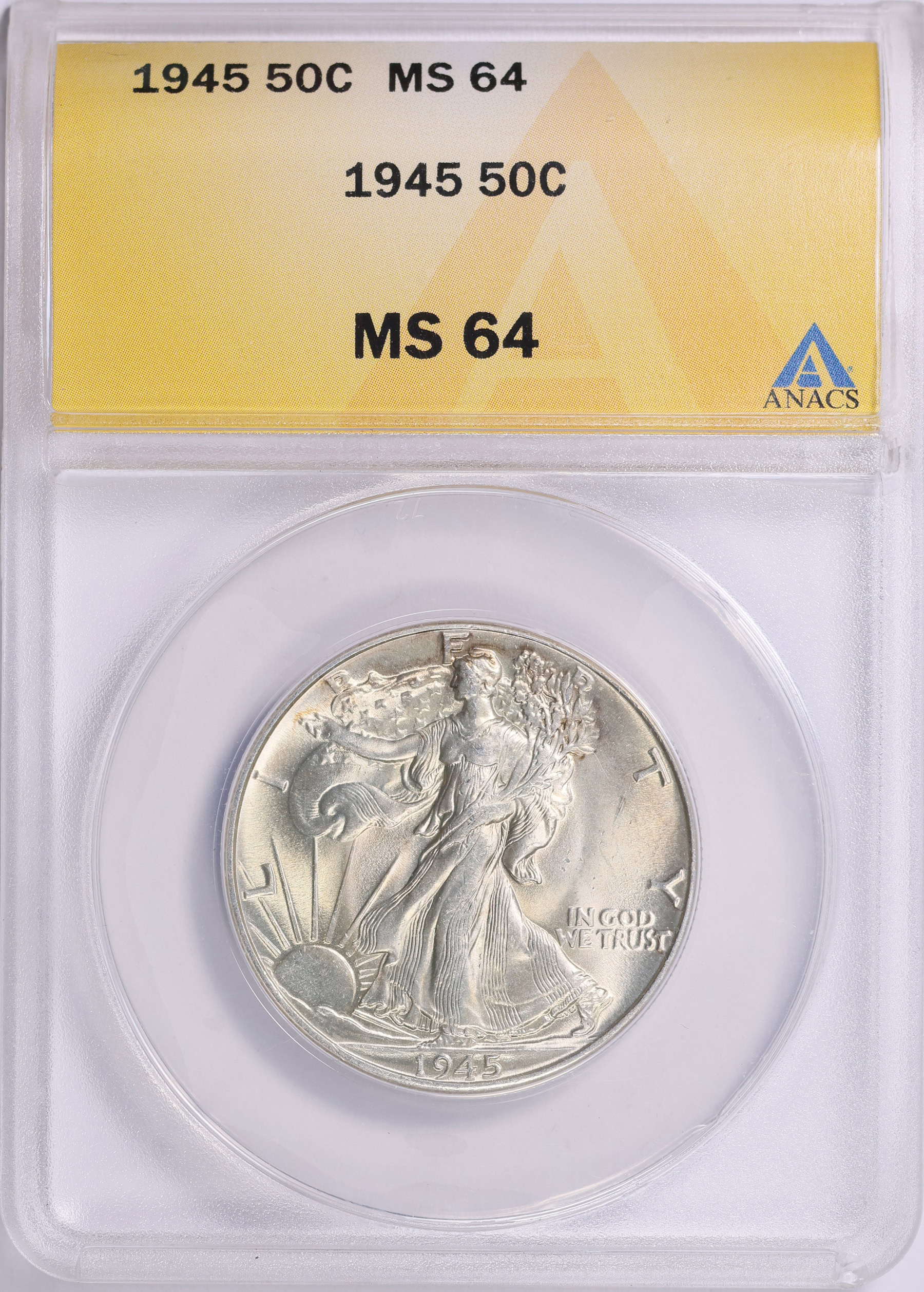 1945 Walking Liberty Half Dollar ANACS MS-64 (Item 1856931) | GreatCollections Coin Auctions