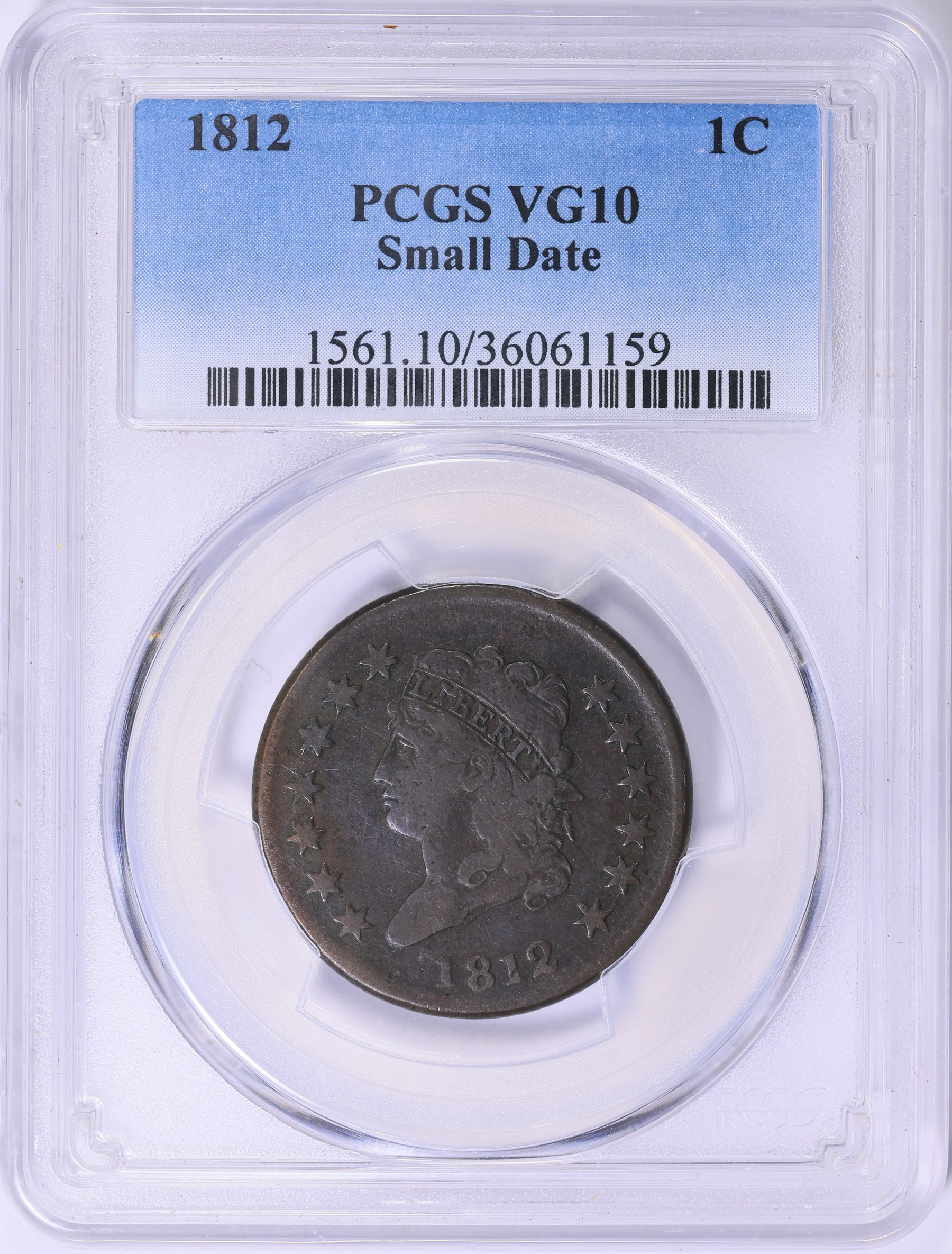 1812 Classic Cent Small Date PCGS VG-10 BN (Item 1856937 ...