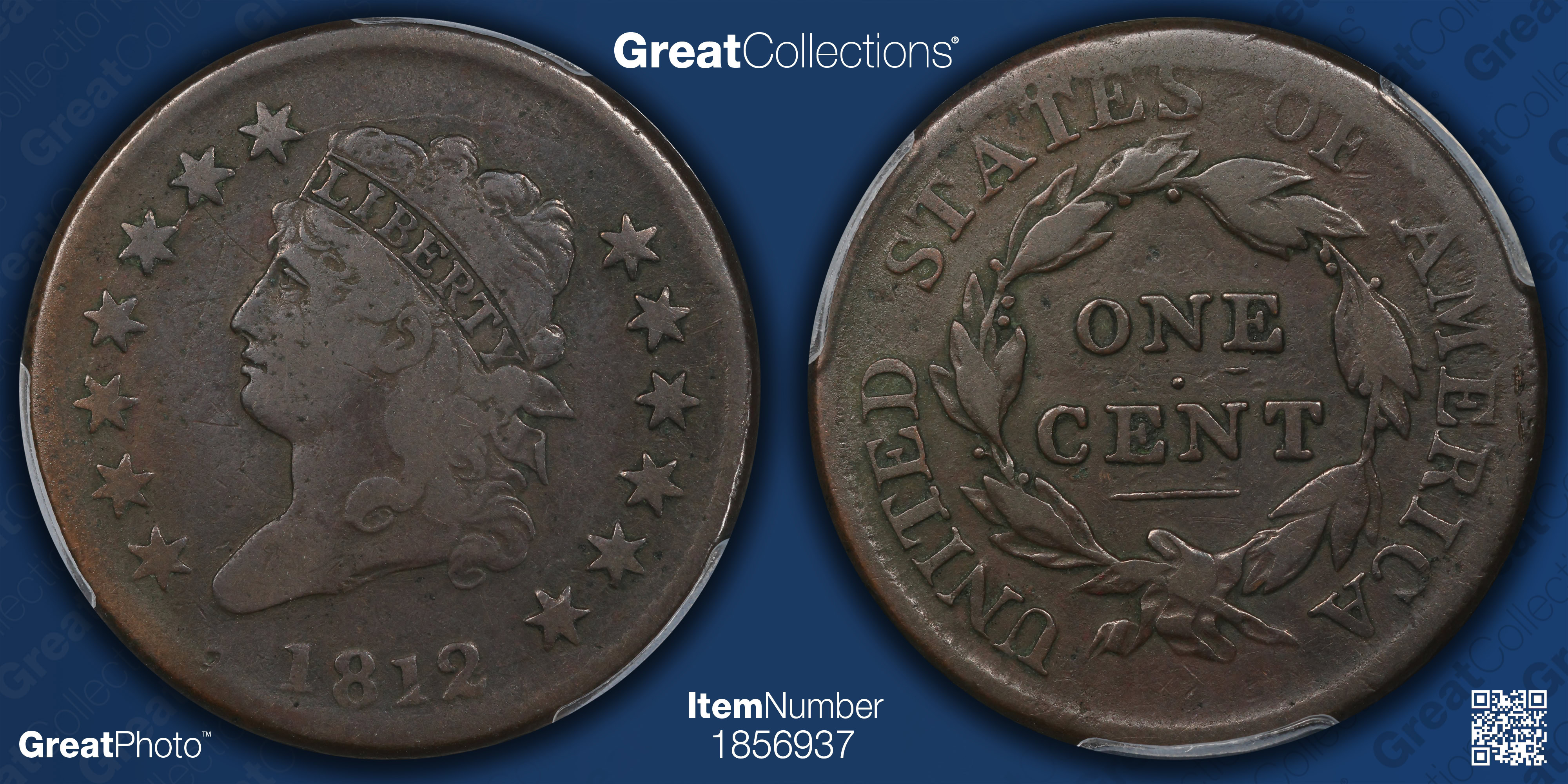 1812 Classic Cent Small Date PCGS VG-10 BN (Item 1856937 ...