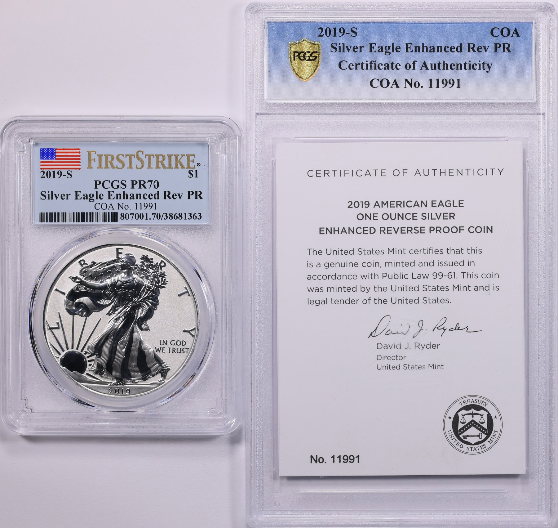 2019-S $1 Silver Eagle Enhanced Reverse Proof First Strike PCGS Proof ...
