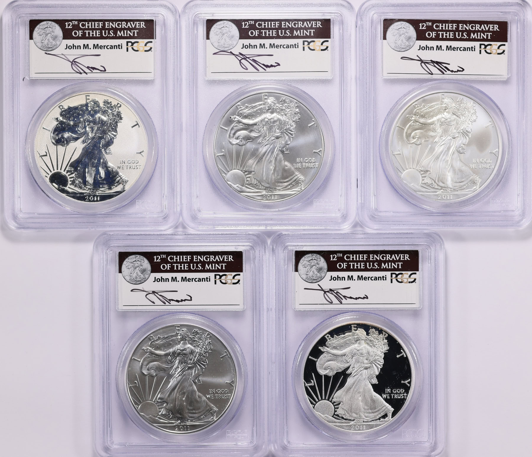 2011 25th Anniversary $1 Silver Eagle Set First Strike PCGS MS-70/Proof-70 (Mercanti Signed ...
