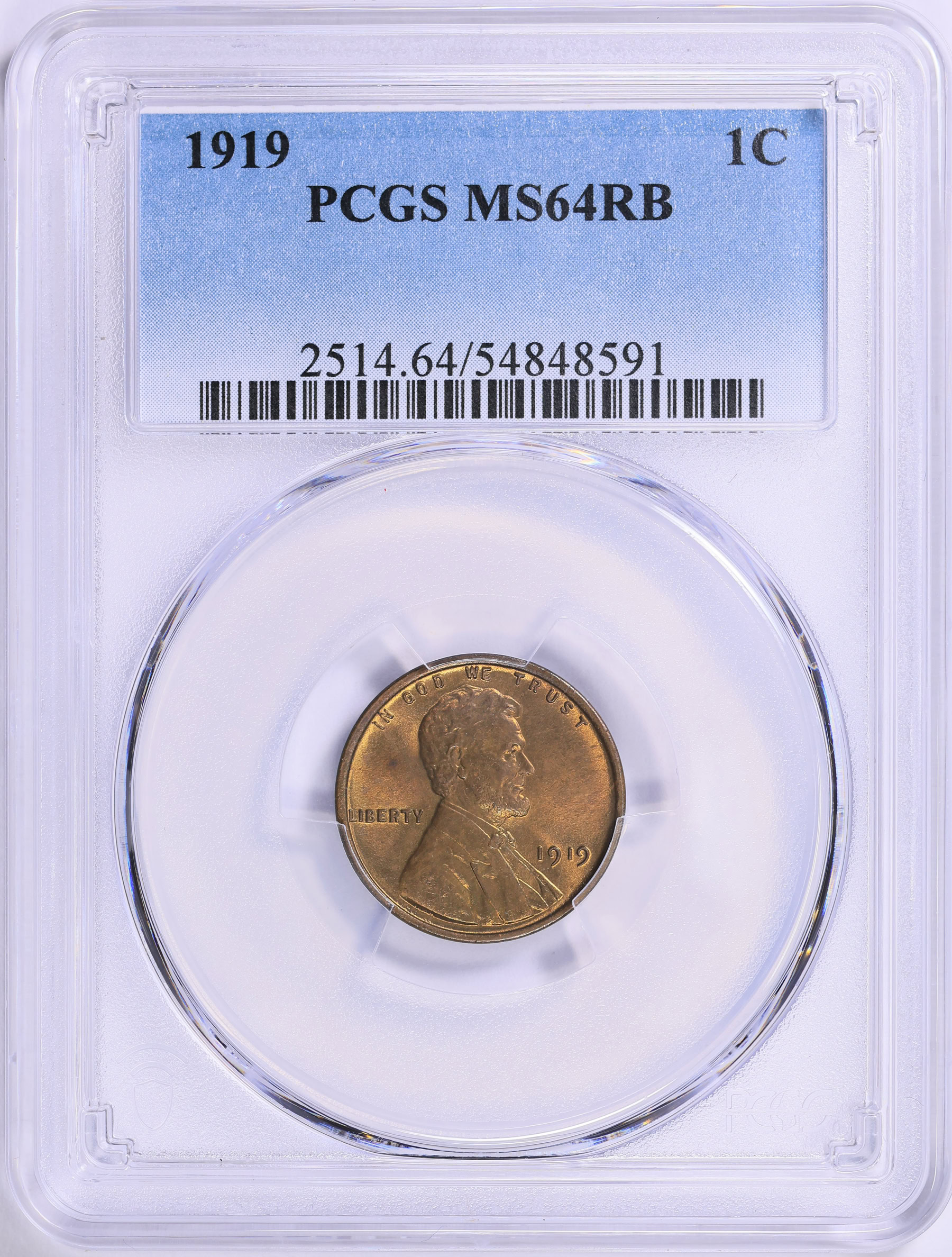 1919 Lincoln Cent PCGS MS-64 RB (Item 1857080) | GreatCollections Coin Auctions