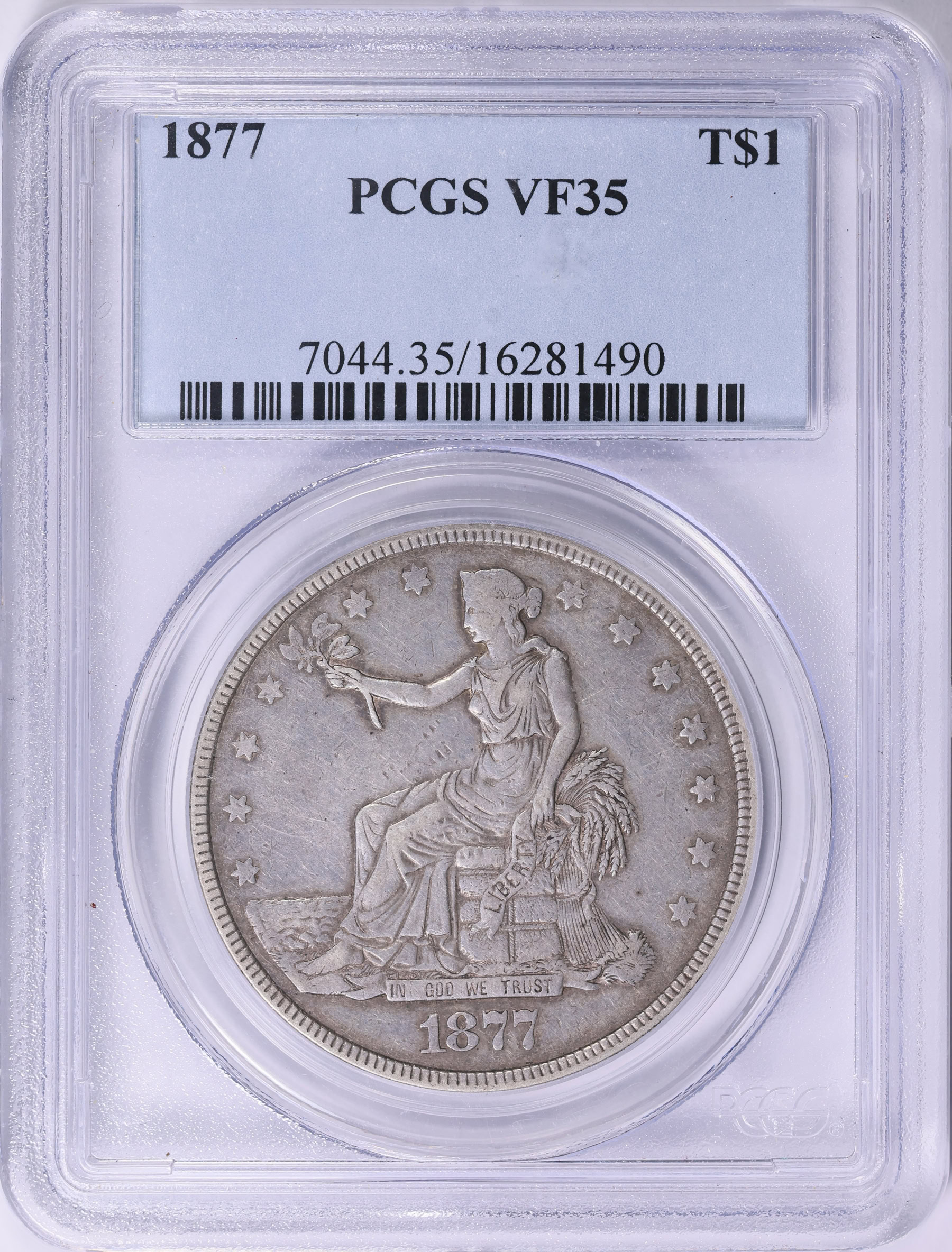 1877 Trade Silver Dollar PCGS VF-35 (Item 1857088) | GreatCollections Coin Auctions