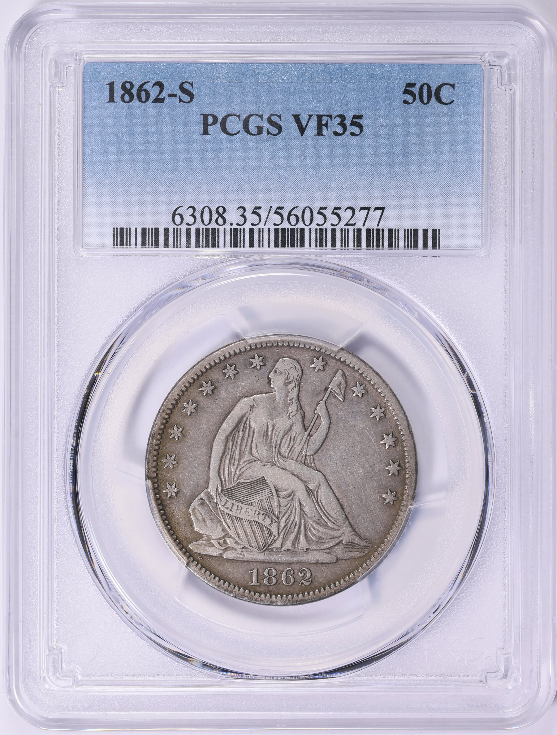 1862-S Seated Liberty Half Dollar PCGS VF-35 (Item 1857205) | GreatCollections Coin Auctions