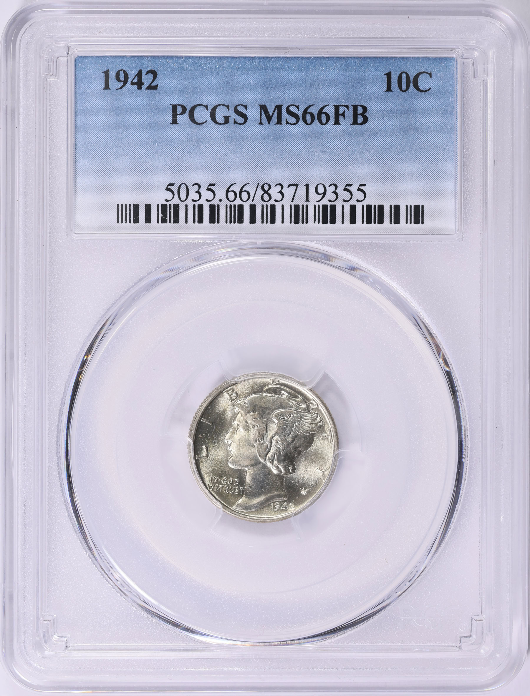 1942 Mercury Dime PCGS MS-66 FB (Item 1857236) | GreatCollections Coin Auctions