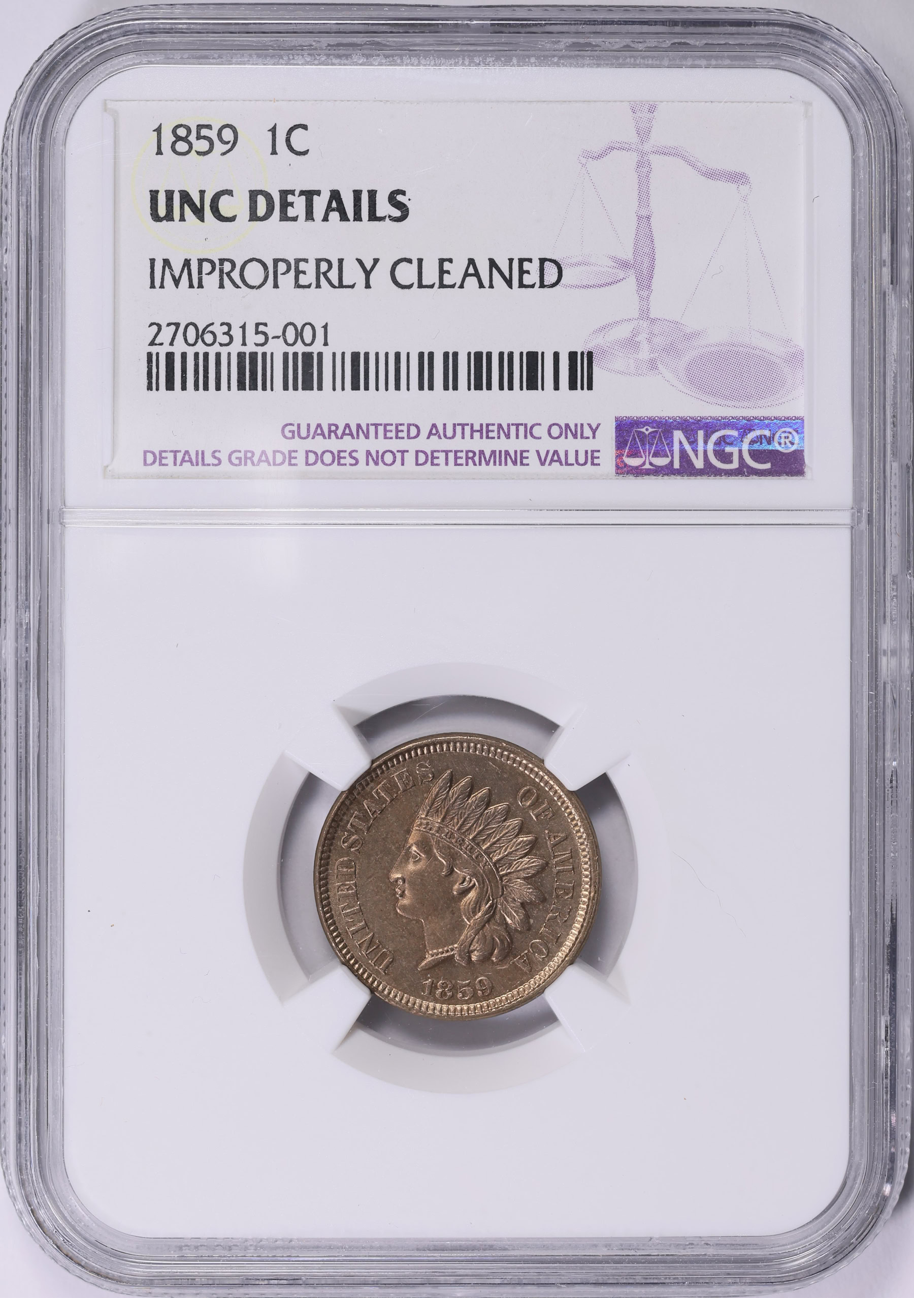 1859 Indian Cent NGC Unc Details (Item 1857241) | GreatCollections Coin ...