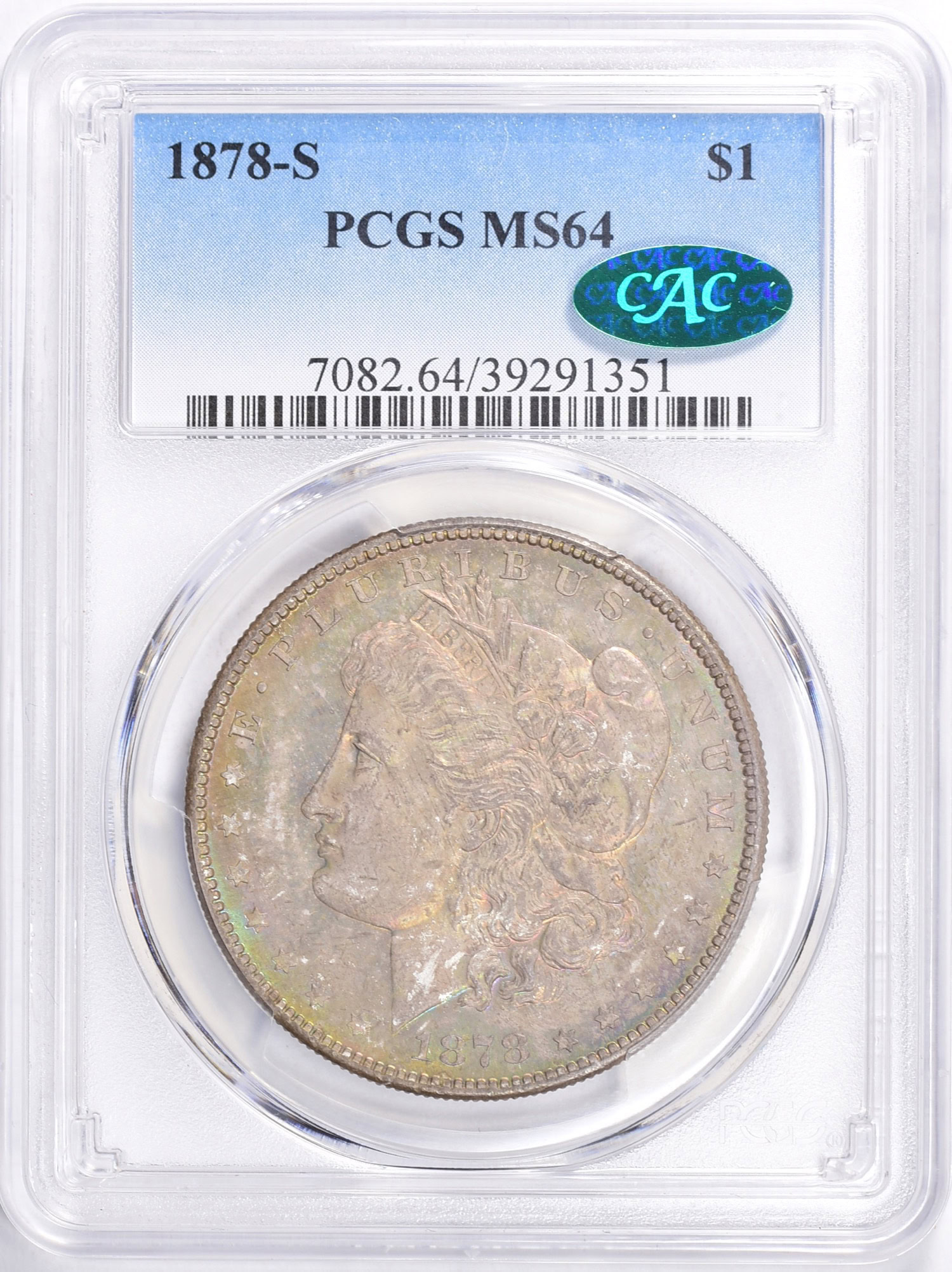 1878-S Morgan Silver Dollar PCGS MS-64 (CAC Green) (Toned) (Item 1857296) | GreatCollections ...