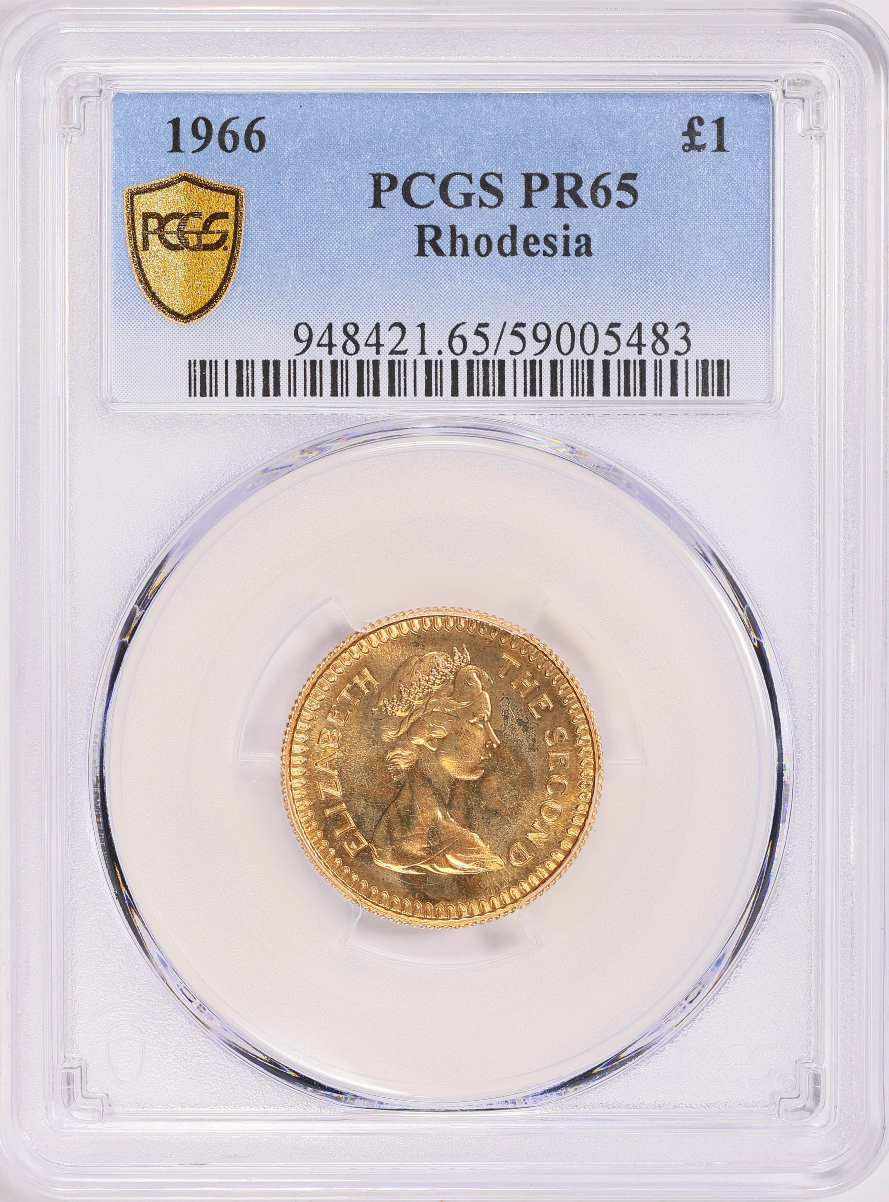 Rhodesia 1966 Gold £1 KM-6 PCGS Proof-65 (AGW = 0.2353 oz.) | PCGS Cert ...