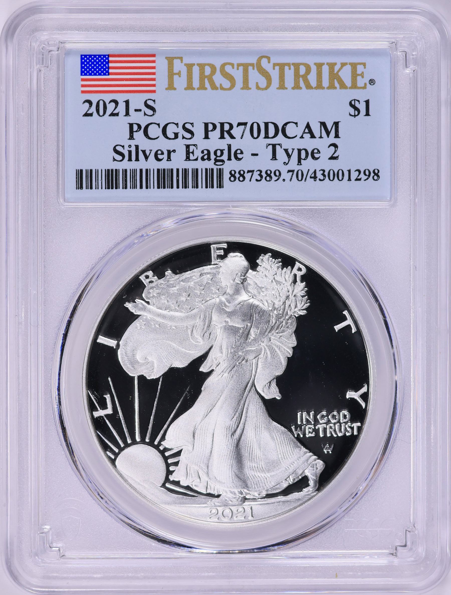 2021-S $1 Silver Eagle Type 2 First Strike PCGS Proof-70 DCAM (Item 1857547) | GreatCollections ...