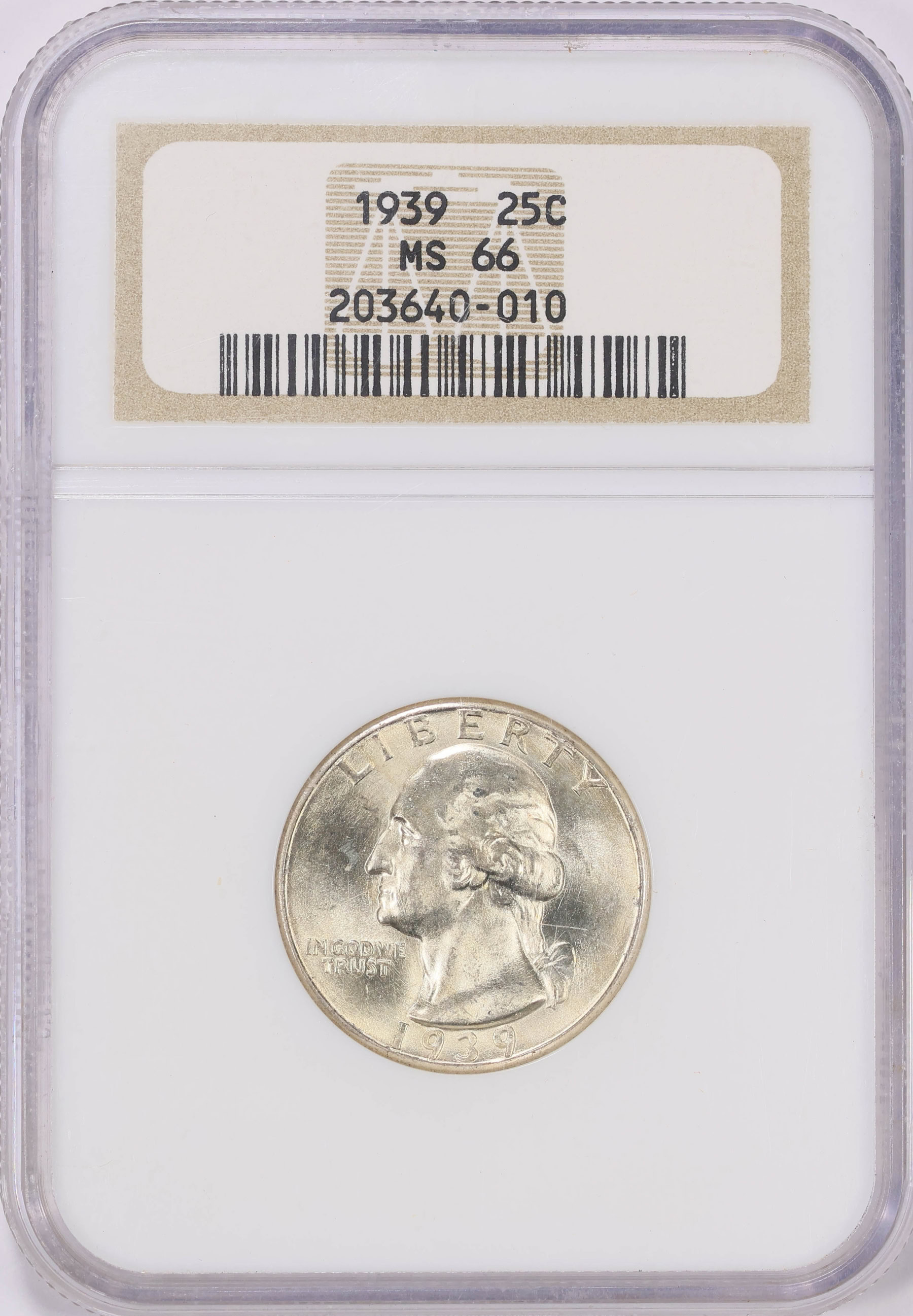 1939 Washington Quarter NGC MS-66 (Item 1857614) | GreatCollections ...