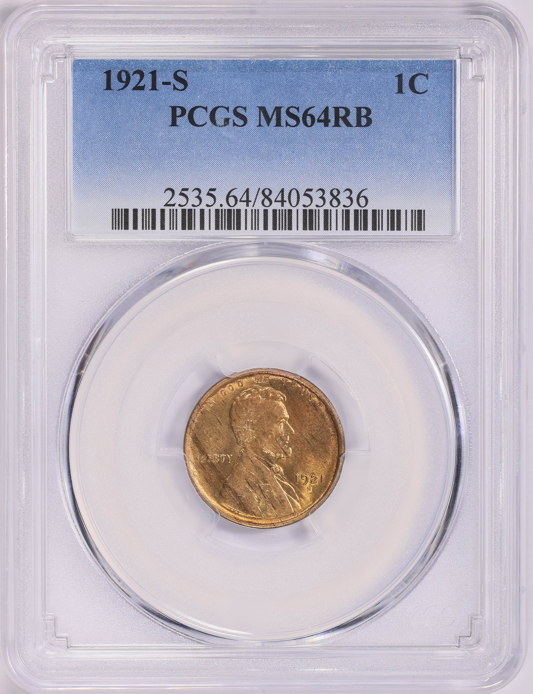 1921-S Lincoln Cent PCGS MS-64 RB (Item 1857691) | GreatCollections Coin Auctions
