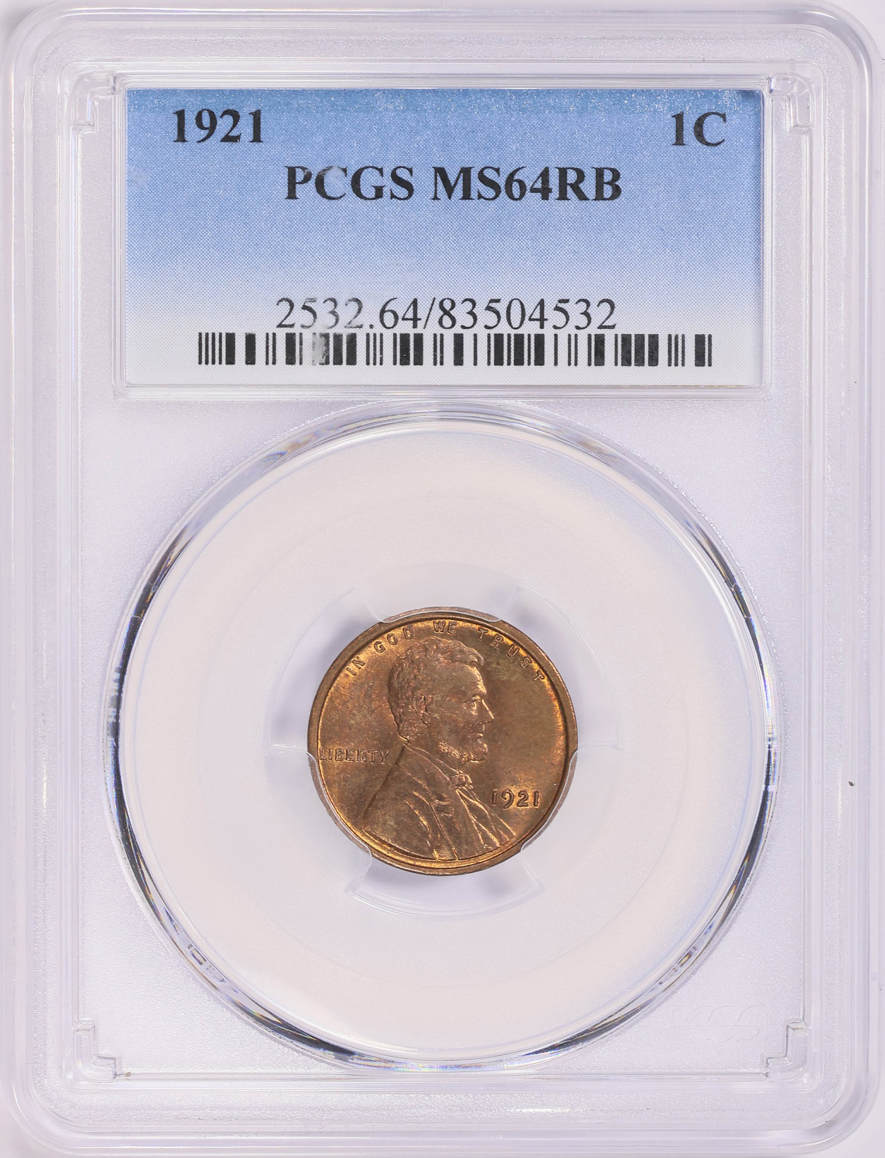1921 Lincoln Cent PCGS MS-64 RB (Item 1857693) | GreatCollections Coin Auctions