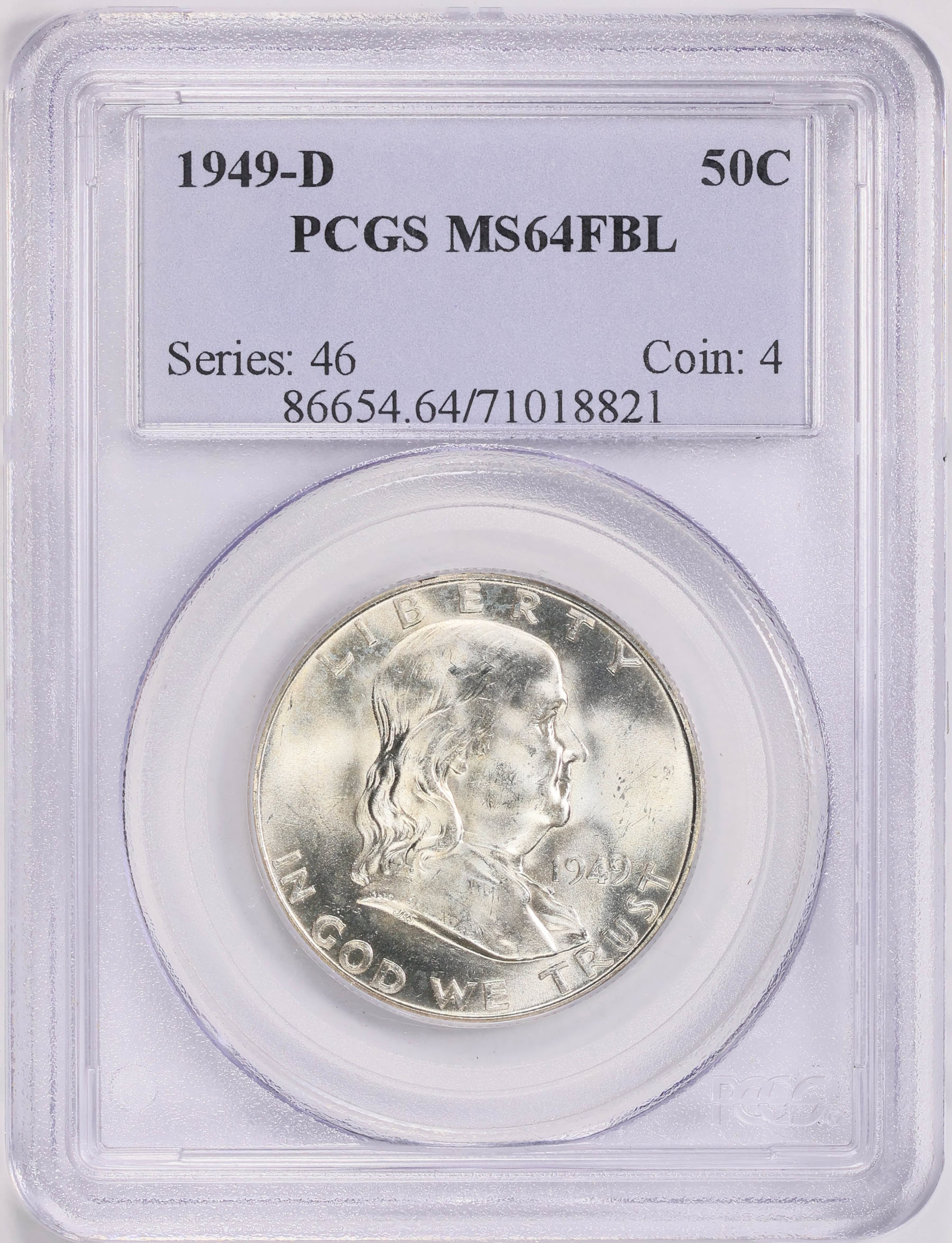 1949-D Franklin Half Dollar PCGS MS-64 FBL (Item 1857721 ...