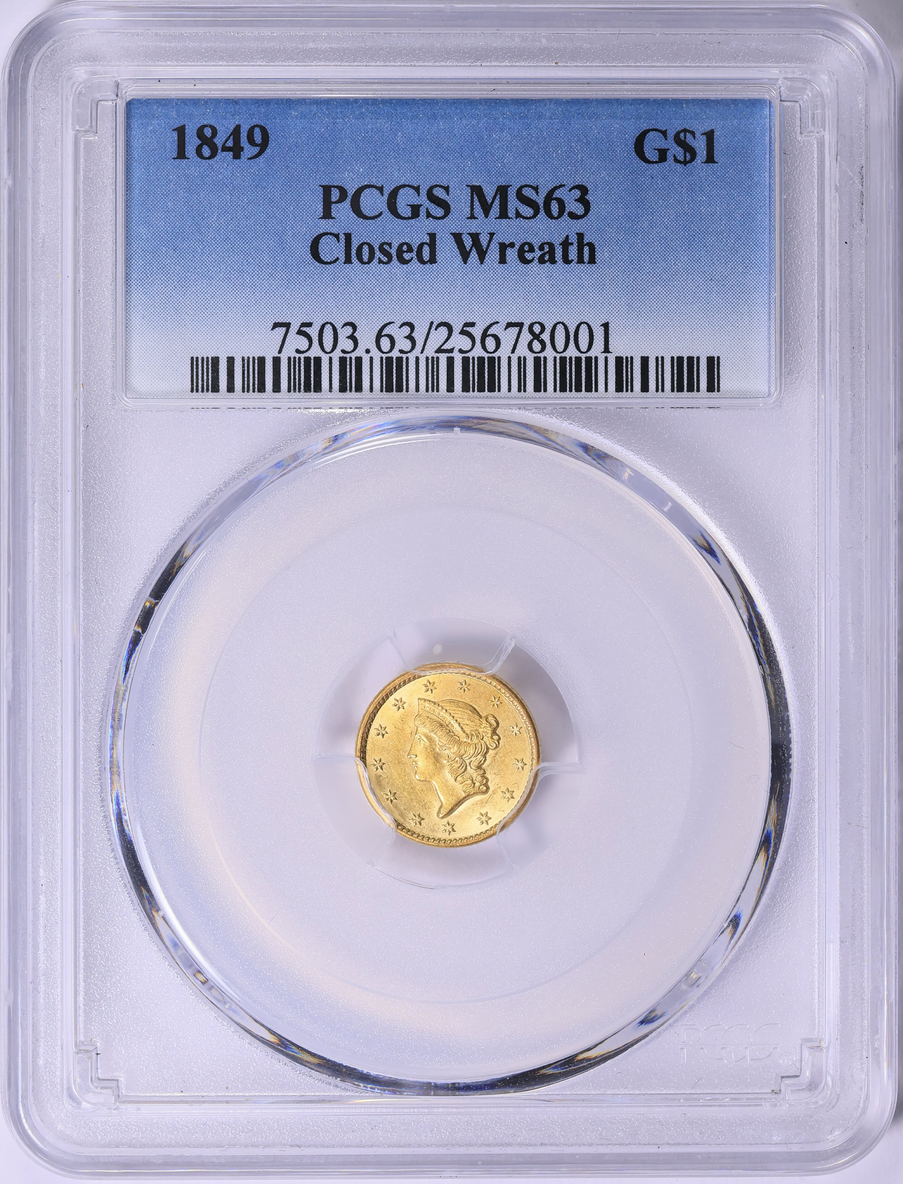 1849 Liberty Gold Dollar Closed Wreath PCGS MS-63 (Item 1857729 ...
