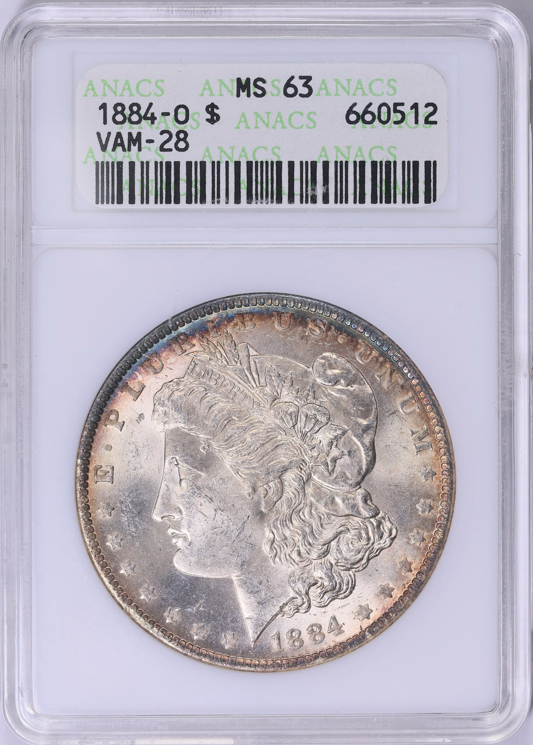 1884-O Morgan Silver Dollar VAM-28 ANACS MS-63 OH (Toned) (Item 1857732) | GreatCollections Coin ...