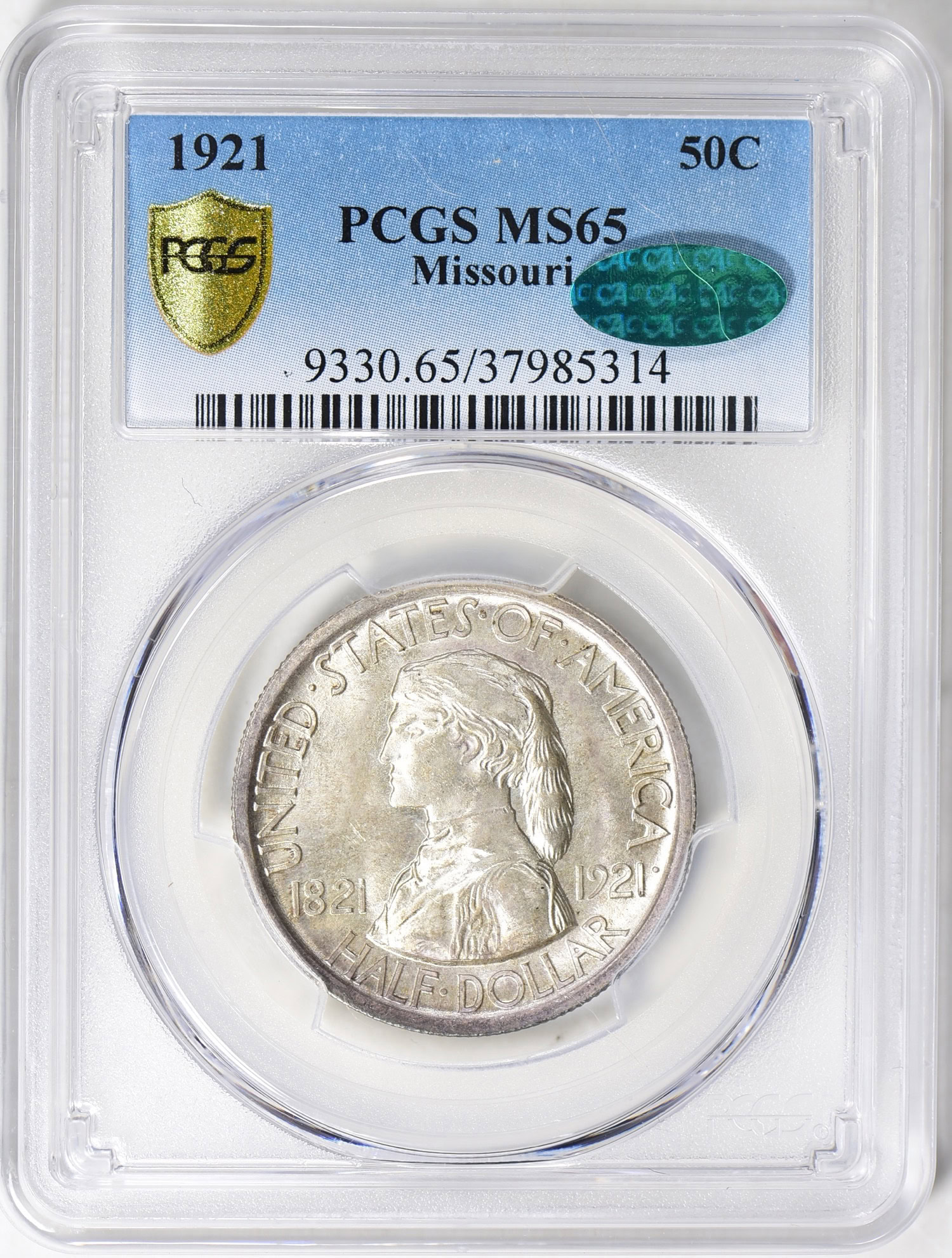1921 Missouri Centennial Half Dollar PCGS MS-65 (CAC Green) (Item ...