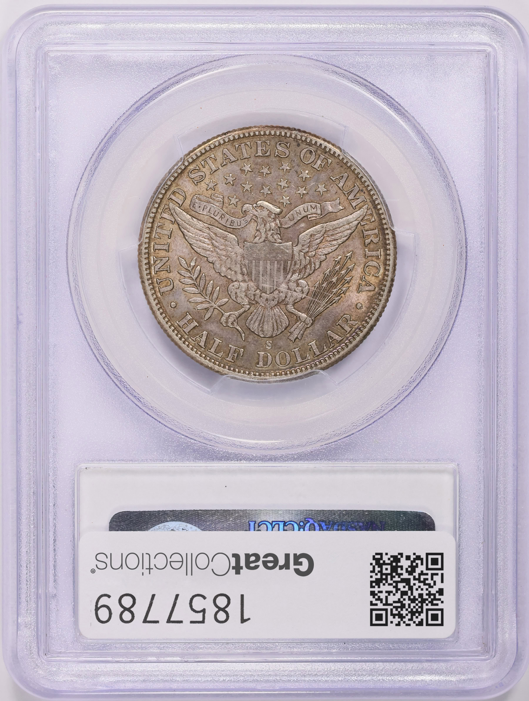 1900-S Barber Half Dollar PCGS AU-53 (CAC Green) (Toned) (Item 1857789) | GreatCollections Coin ...
